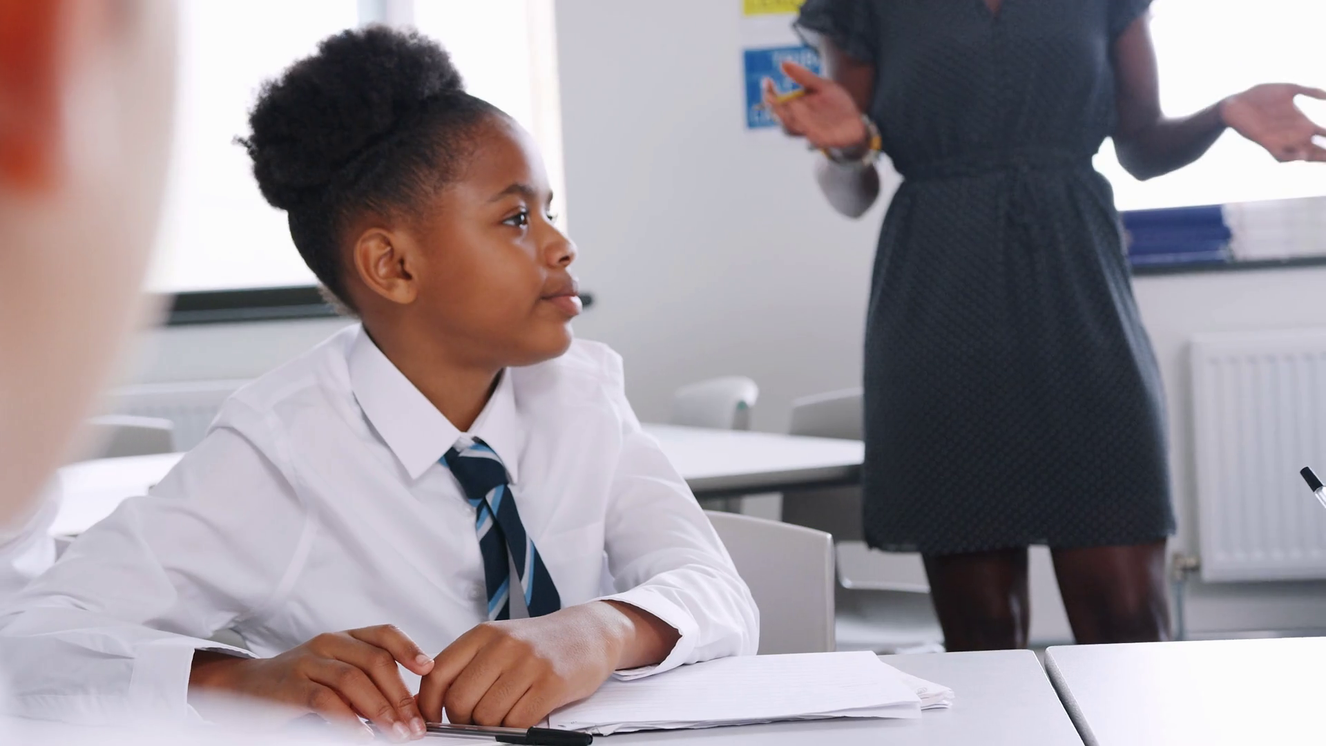 High School Students Wearing Uniform Sitting Stock Footage SBV ...