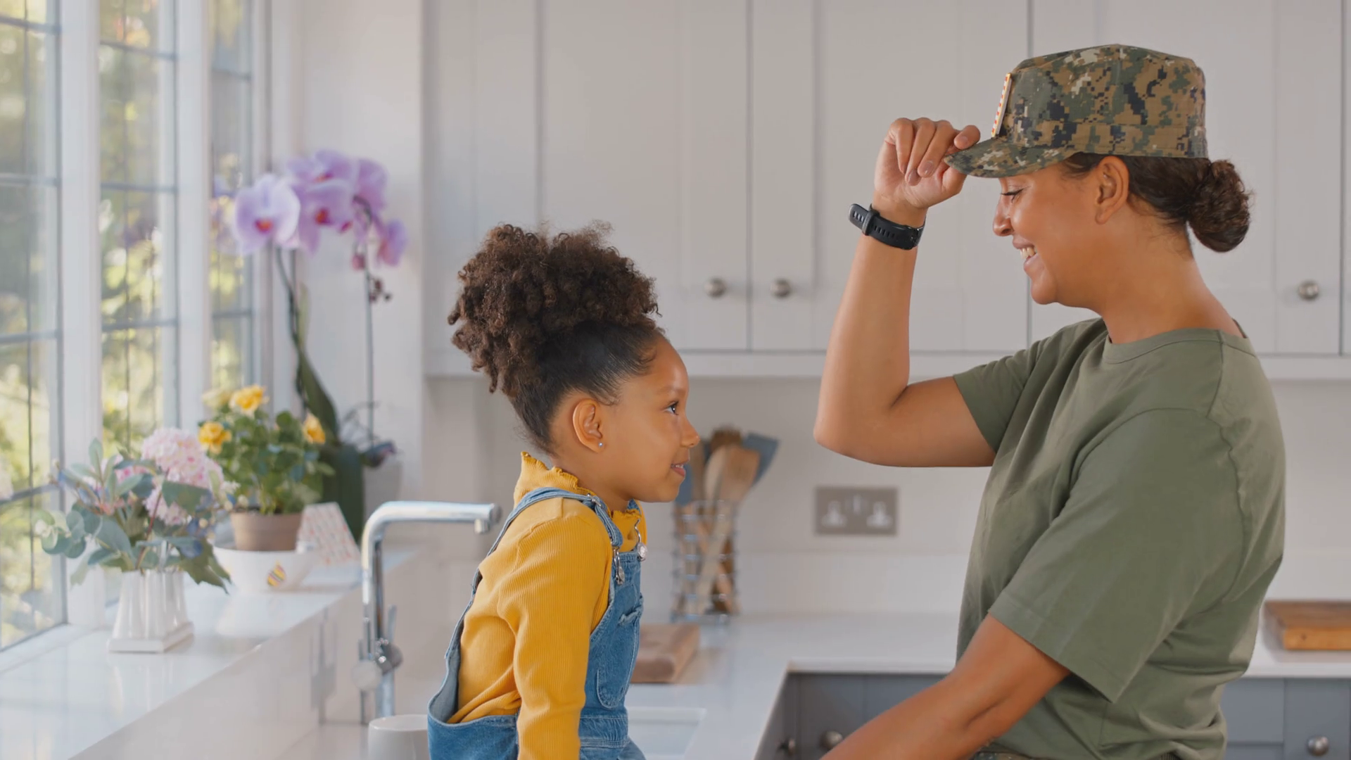 American Army Mother In Uniform Home On Stock Footage SBV-348455564 ...