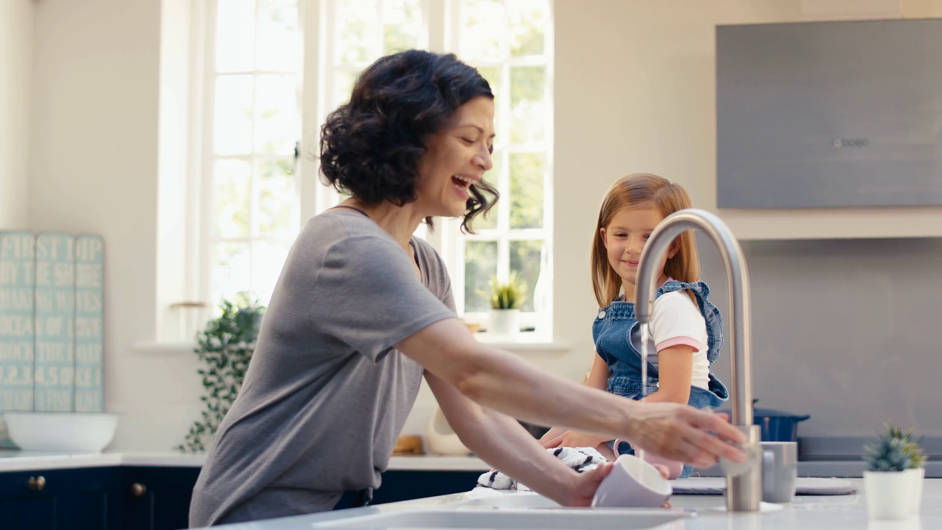 Family With Daughter Helping Older Mother To Stock Footage SBV ...