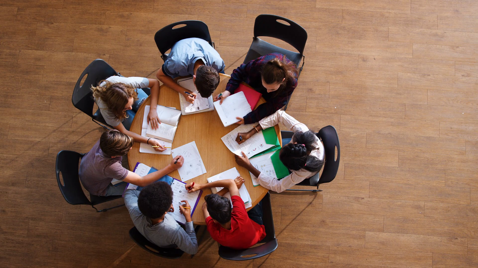 Overhead Shot Of High School Pupils In Group Stock Footage SBV ...