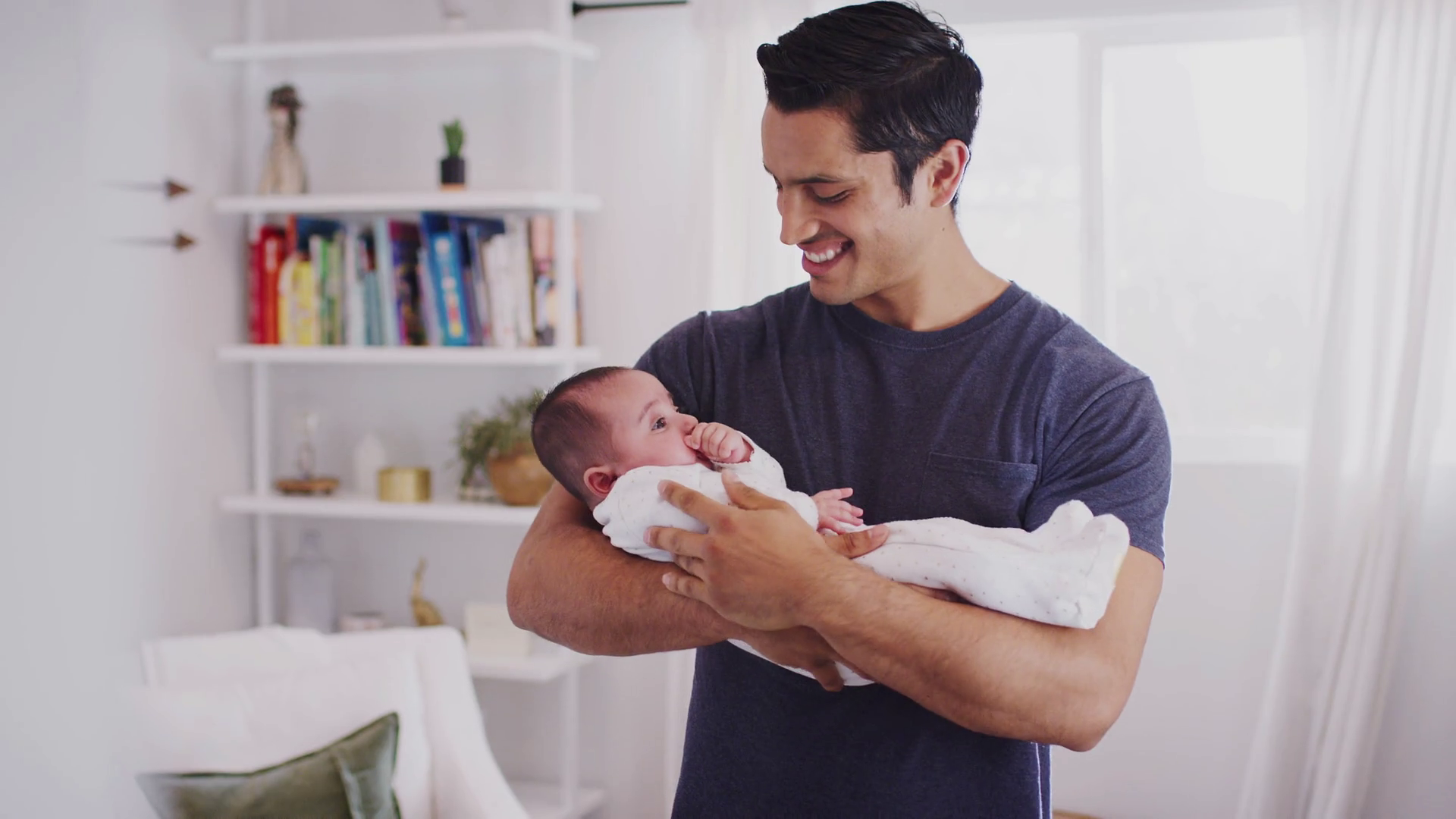 Proud Hispanic Father Holding Four Month Old Stock Footage SBV ...