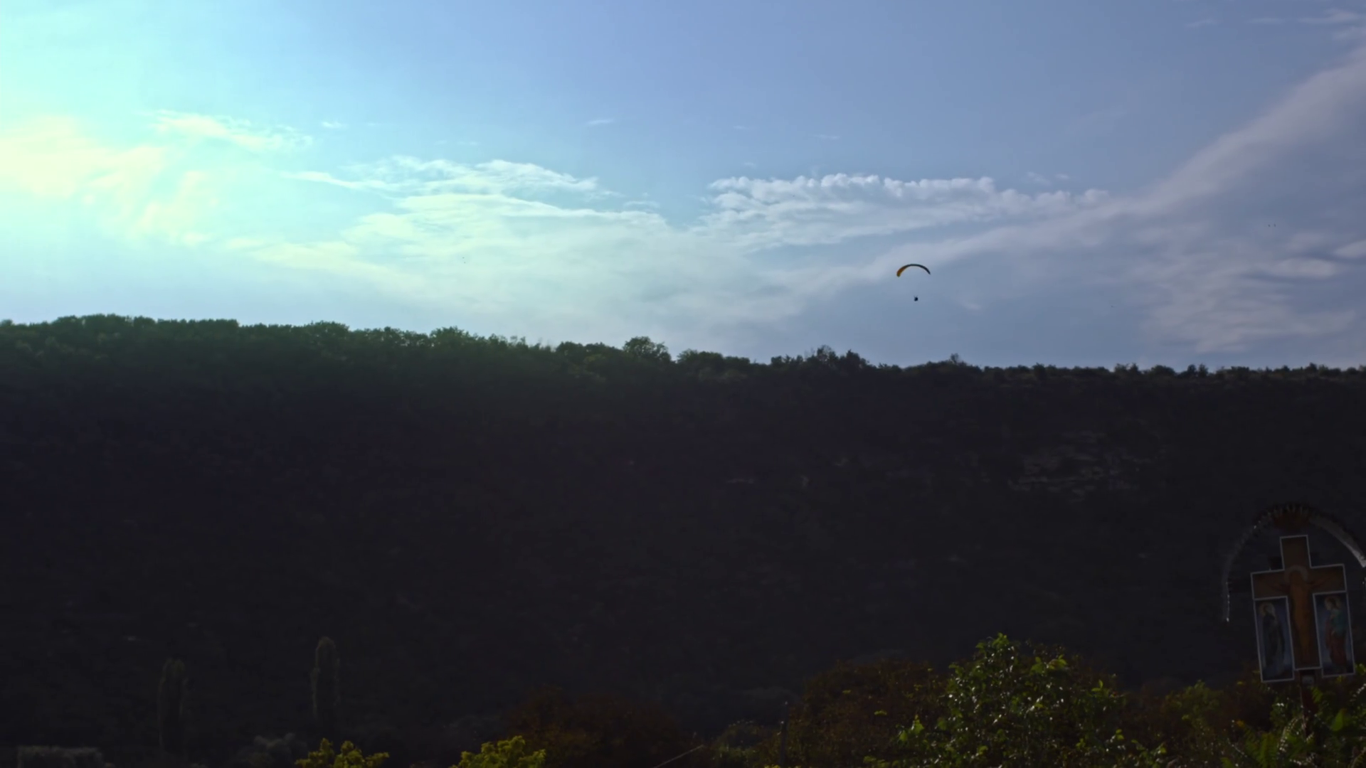 Paraglider Soaring Against Backdrop Of Sunny Stock Footage SBV ...