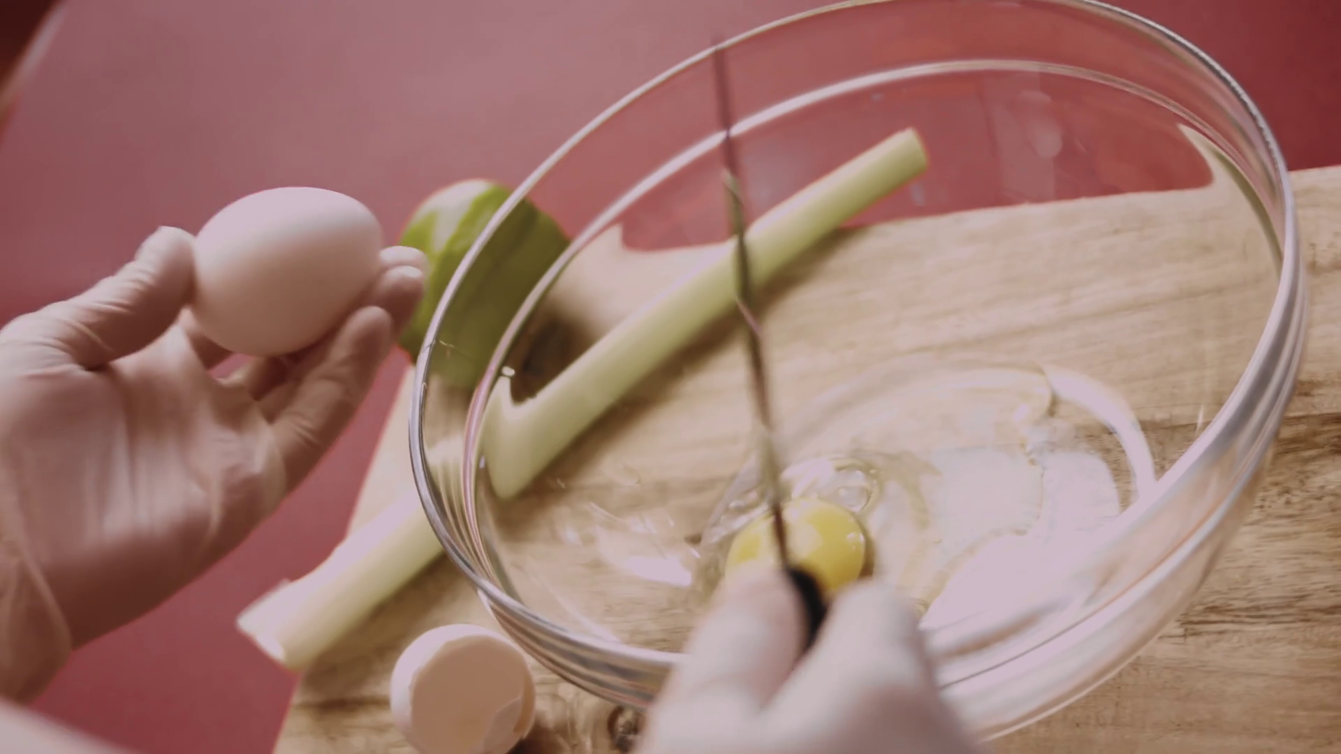 Chef Breaking Egg Into Transparent Bowl Stock Footage SBV-348617528 ...