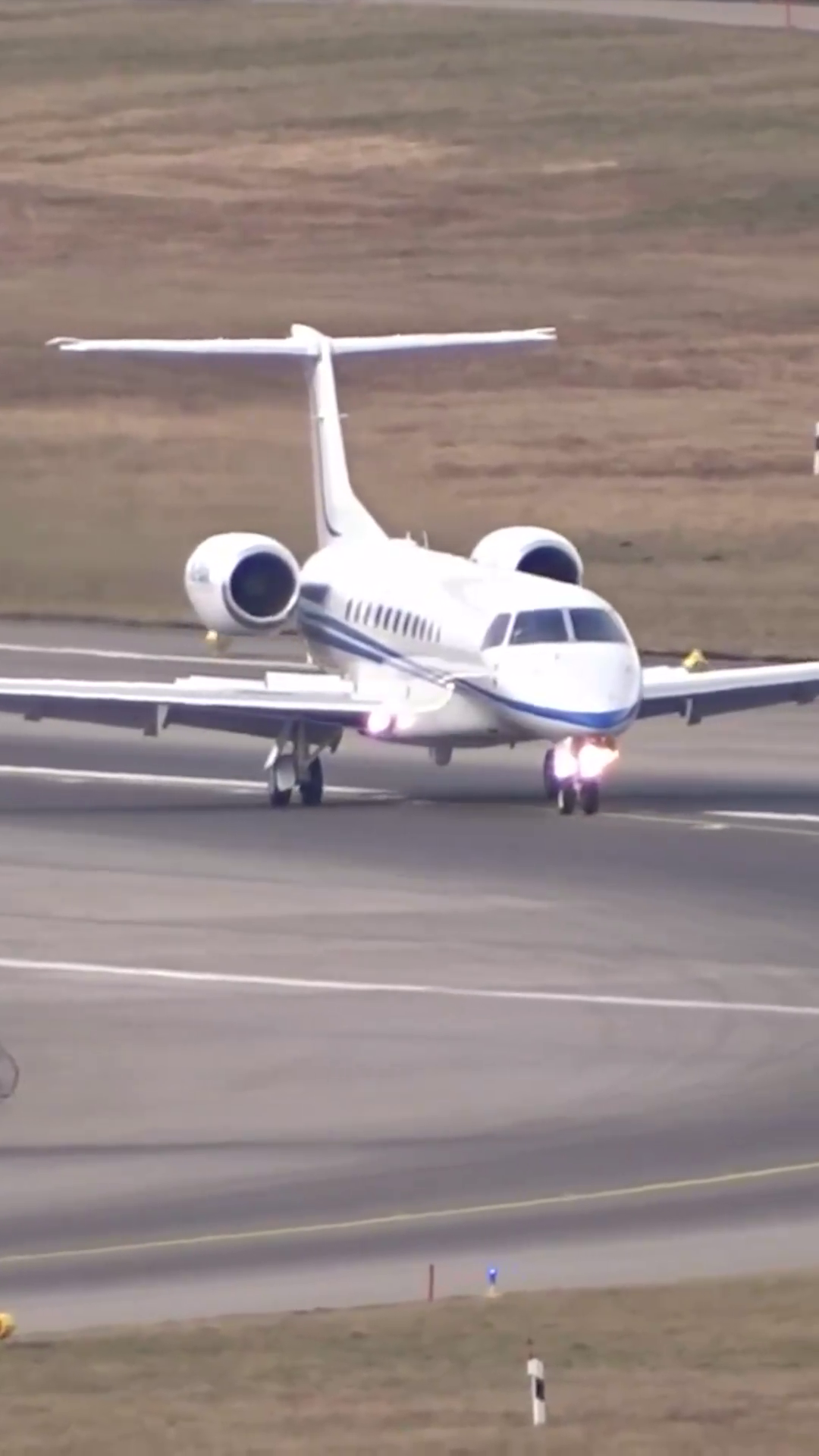 Private Jet Vacating Runway Landing Generic Stock Footage SBV-353238079 ...