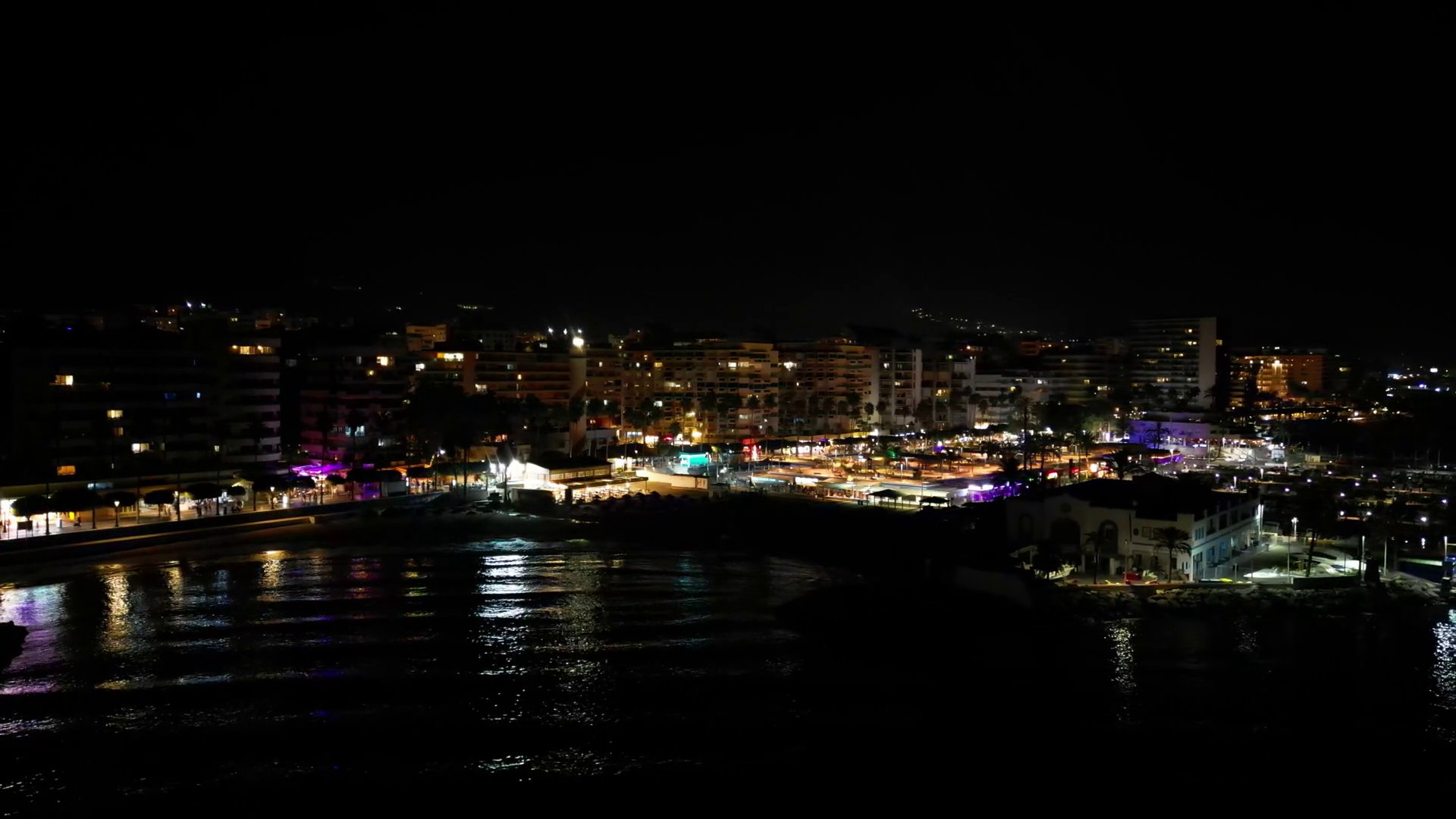 Marbella Night Flying Sea To City Skyline Stock Footage SBV-352478001 ...