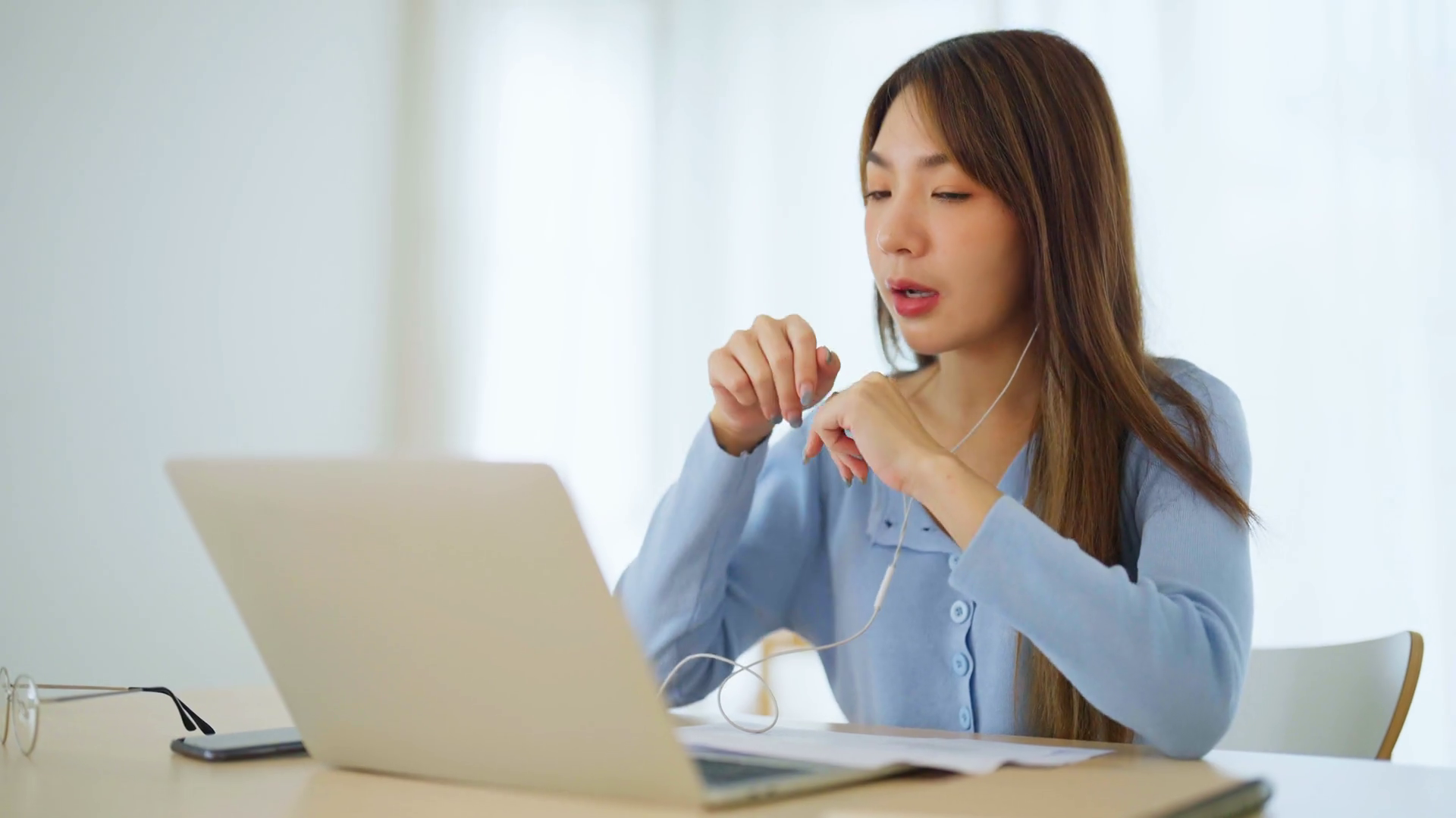 Young Asian Woman Working At Home Female Stock Footage SBV-347764070 ...