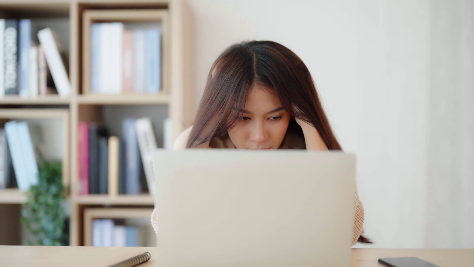 Work-related Fatigue: Young Woman's Struggle Stock Footage SBV ...