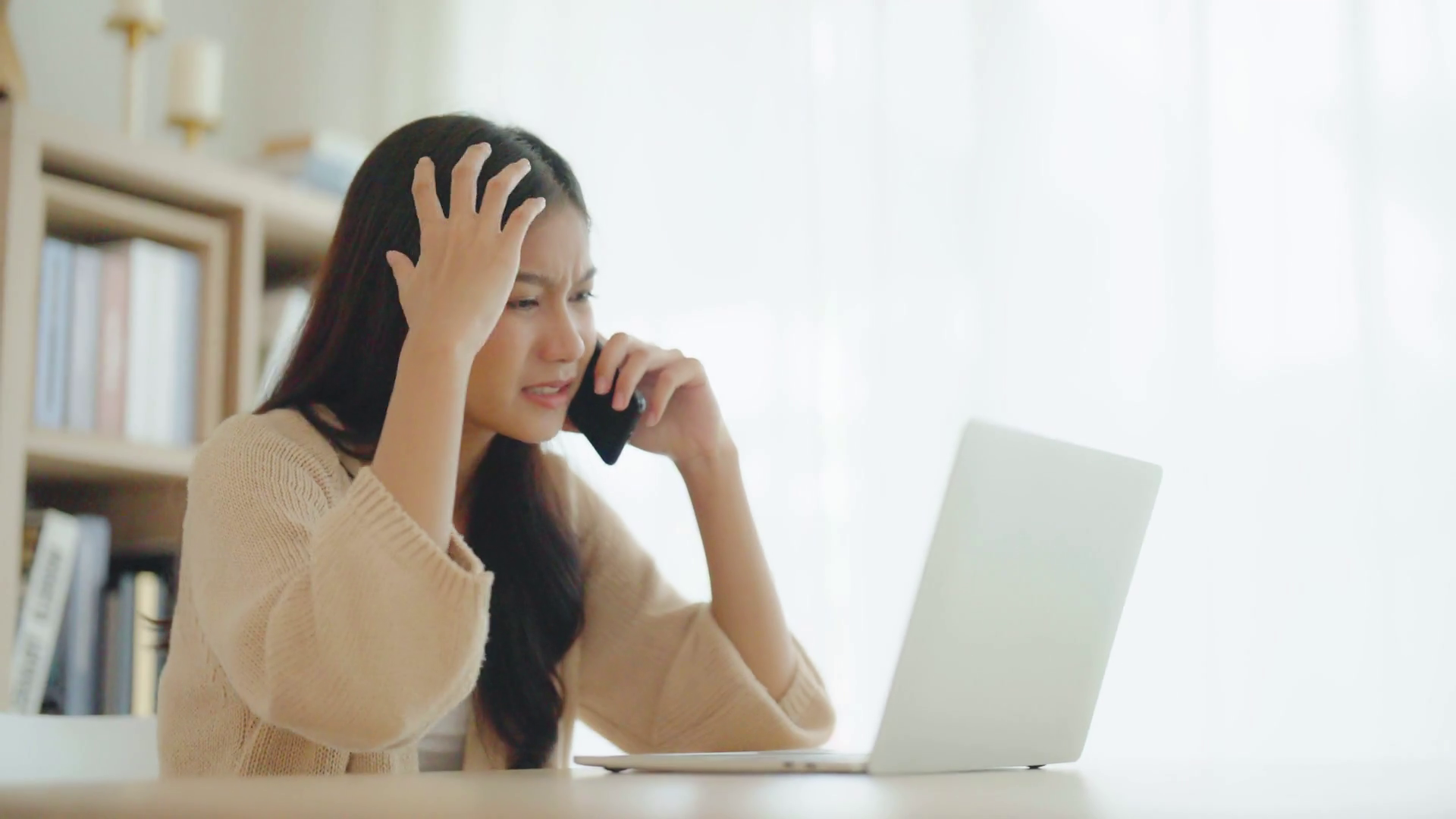 Irritated Woman Resolves Phone Issue Stock Footage SBV-347672455 ...