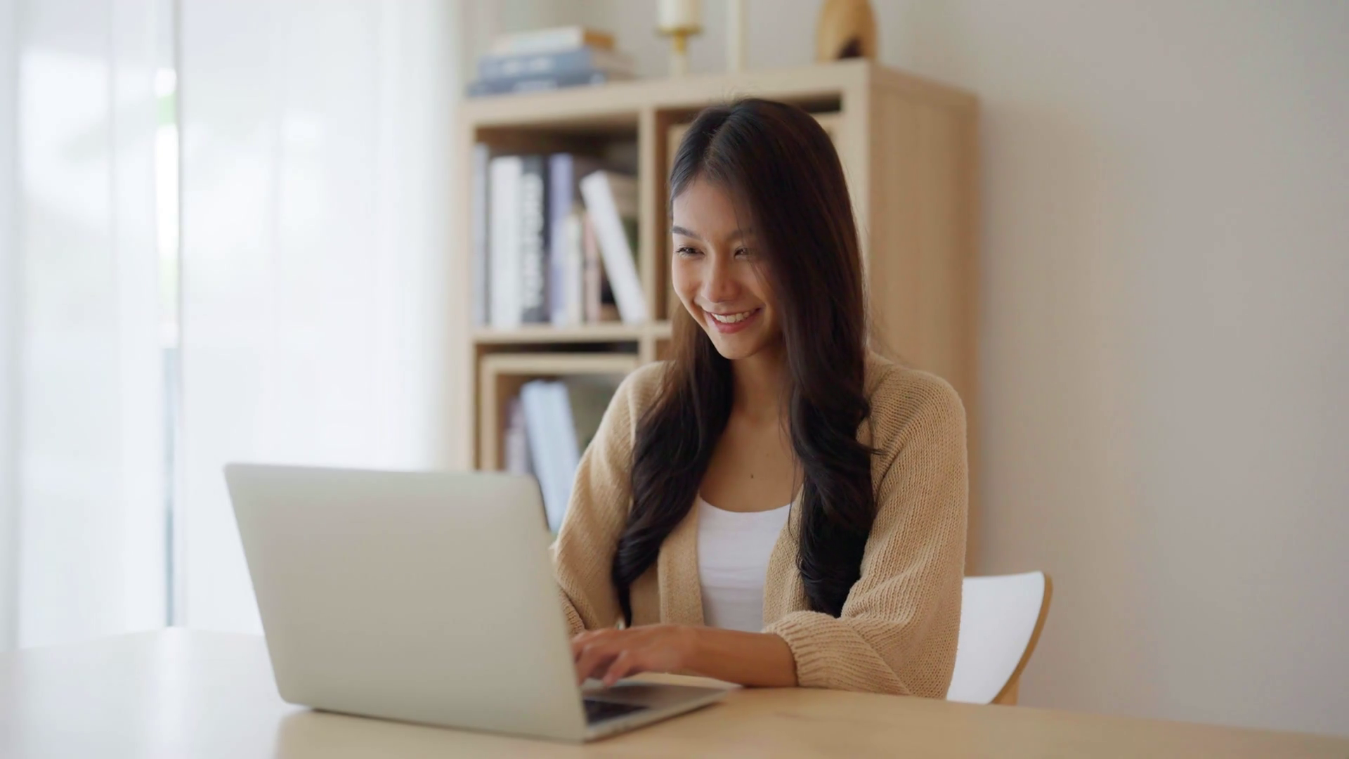 Young Asian Woman Working At Home Female Stock Footage SBV-347552657 ...