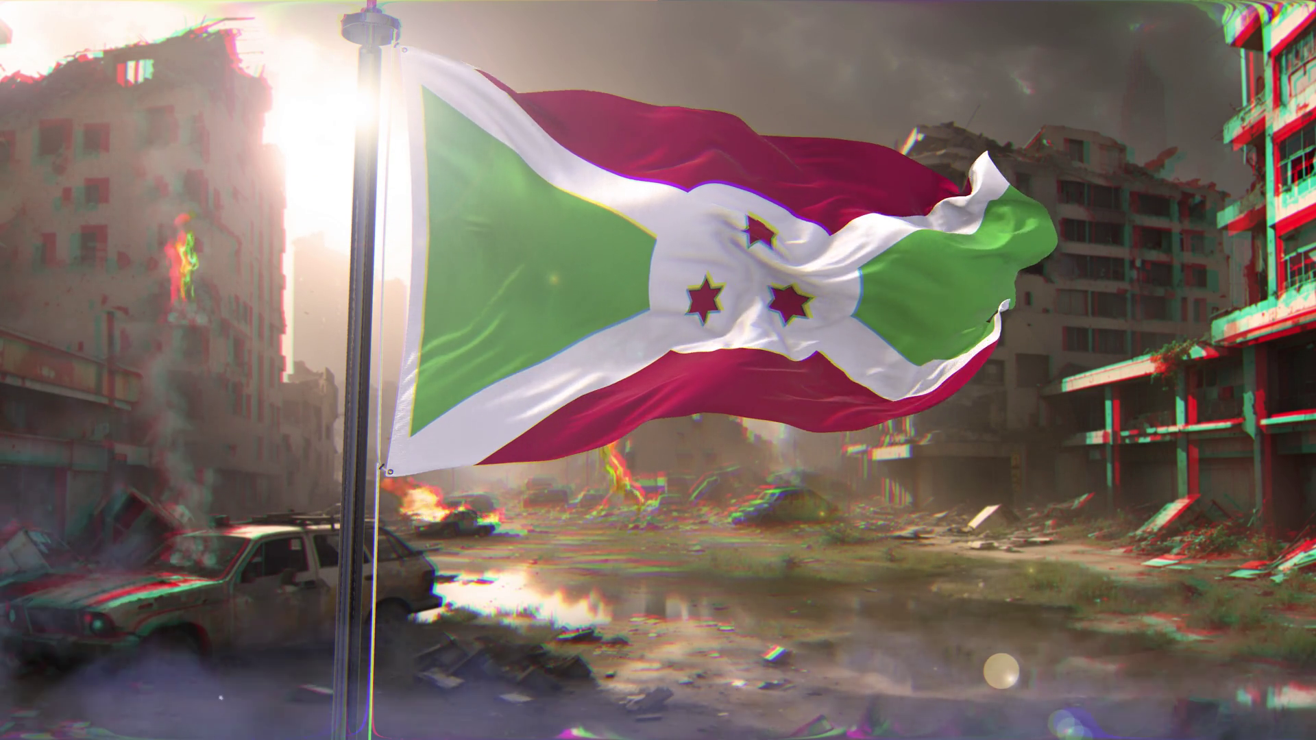 Burundi Flag War Background Destroyed Stock Motion Graphics SBV ...