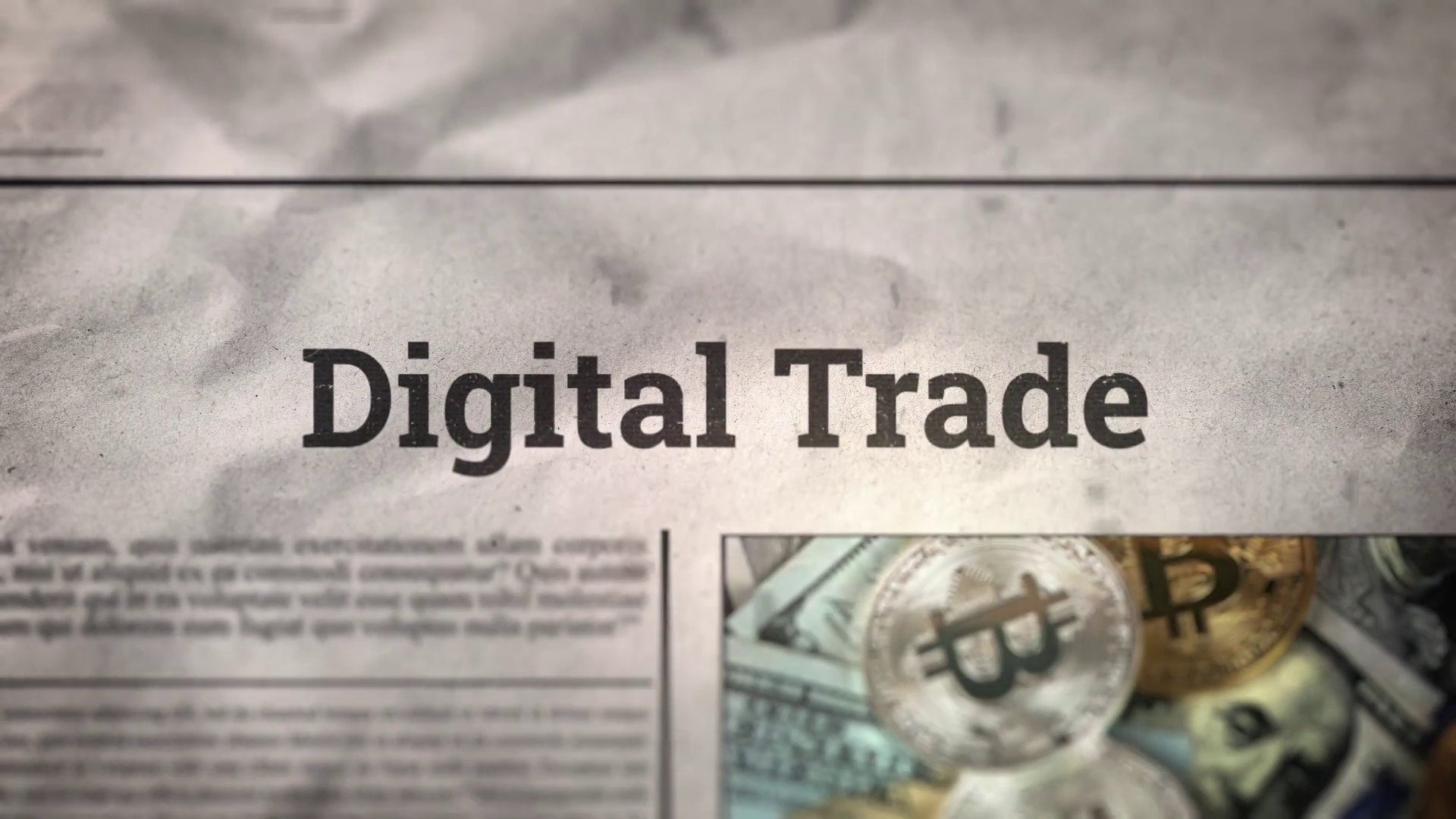 Digital Trade Title On Digital Newspaper Stock Motion Graphics SBV ...
