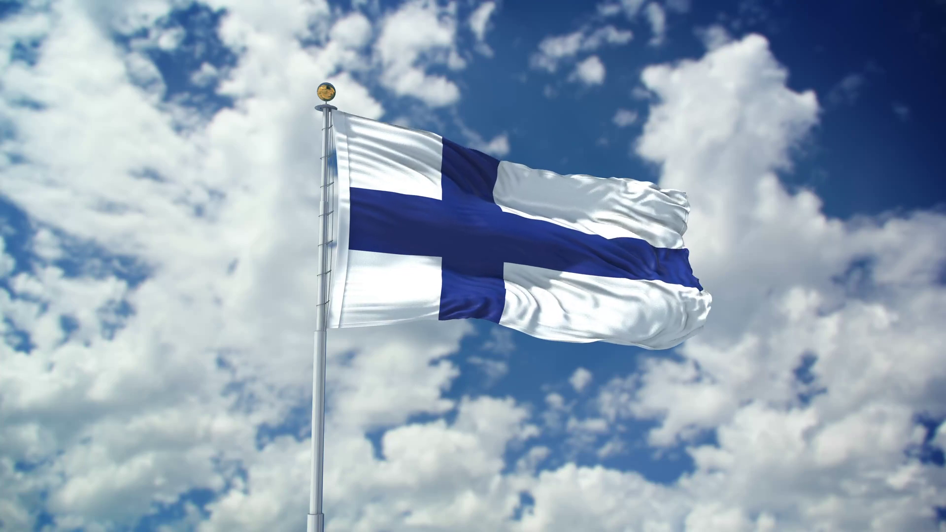 Finland Realistic Waving On Cloudy Sky 4k Stock Motion Graphics SBV ...