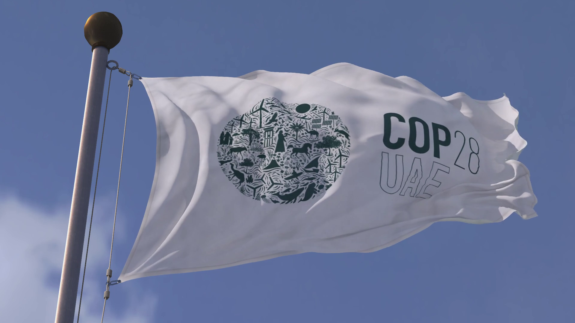 Flag Slow Motion Cop 28 Uea Wihte Stock Motion Graphics SBV-348509910 ...