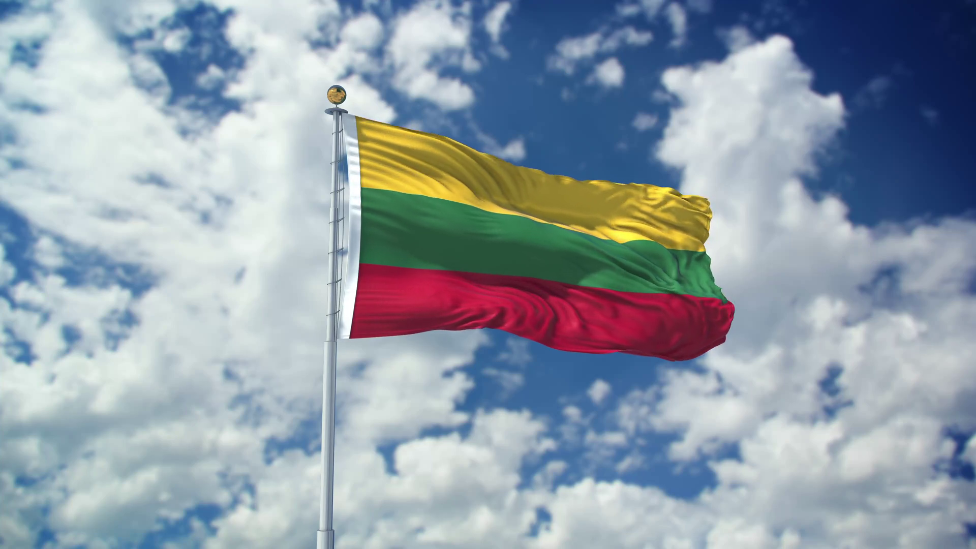 Lithuania Realistic Waving Flag On Blue Sky Stock Motion Graphics SBV ...
