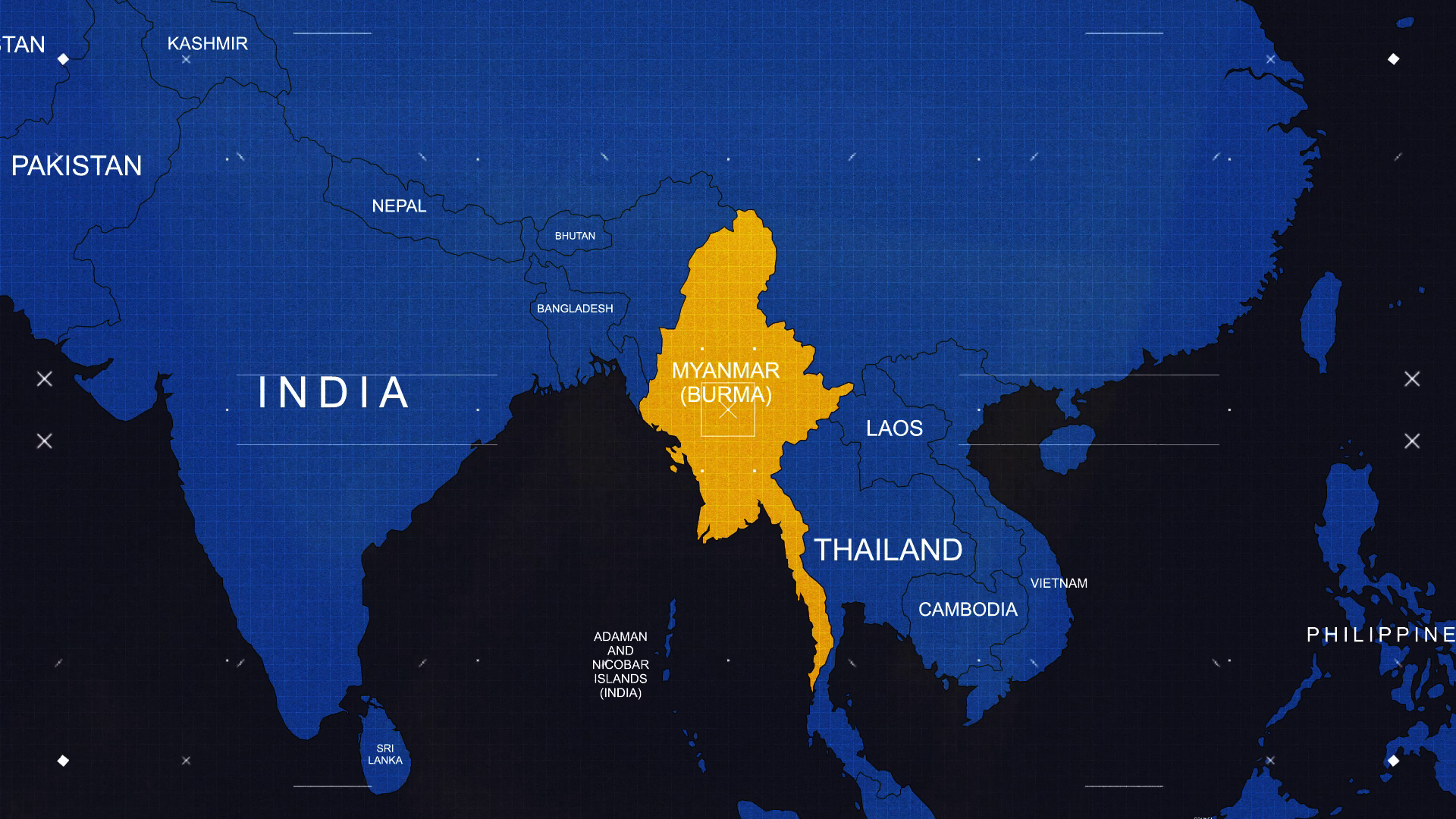 Myanmar Burma Yellow Blue Map In Breaking Stock Motion Graphics SBV ...