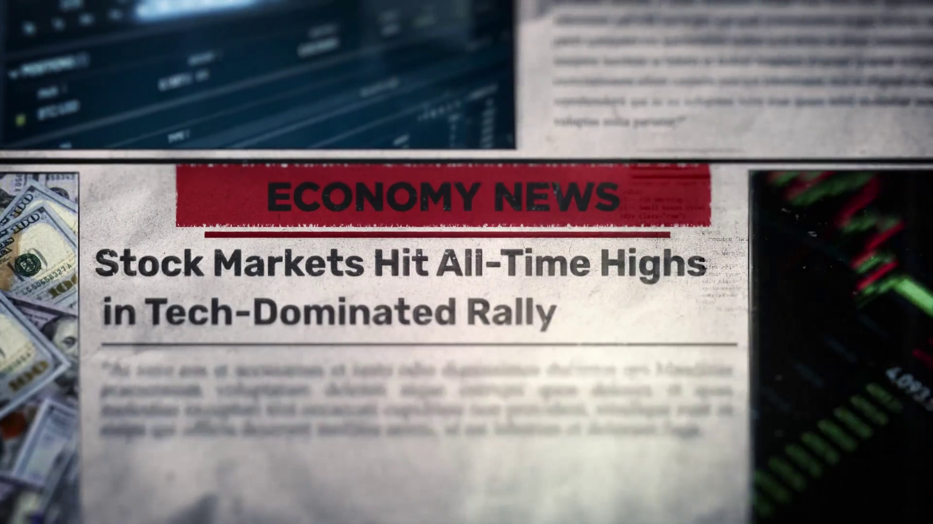 Stock Markets Hit Time Highs In Tech Stock Motion Graphics SBV ...