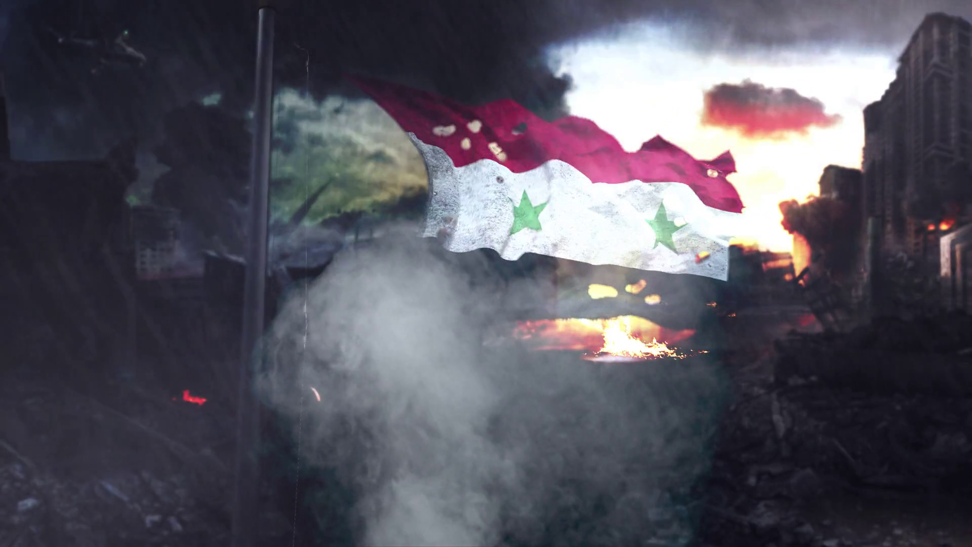 Syria Flag War Destroyed City Background Stock Motion Graphics SBV ...