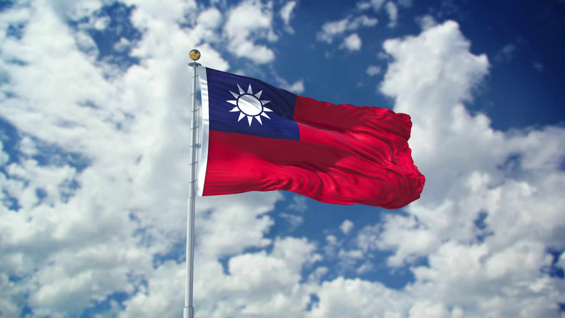 Taiwan Realistic Flag Waving In Blue Sky Stock Motion Graphics SBV ...