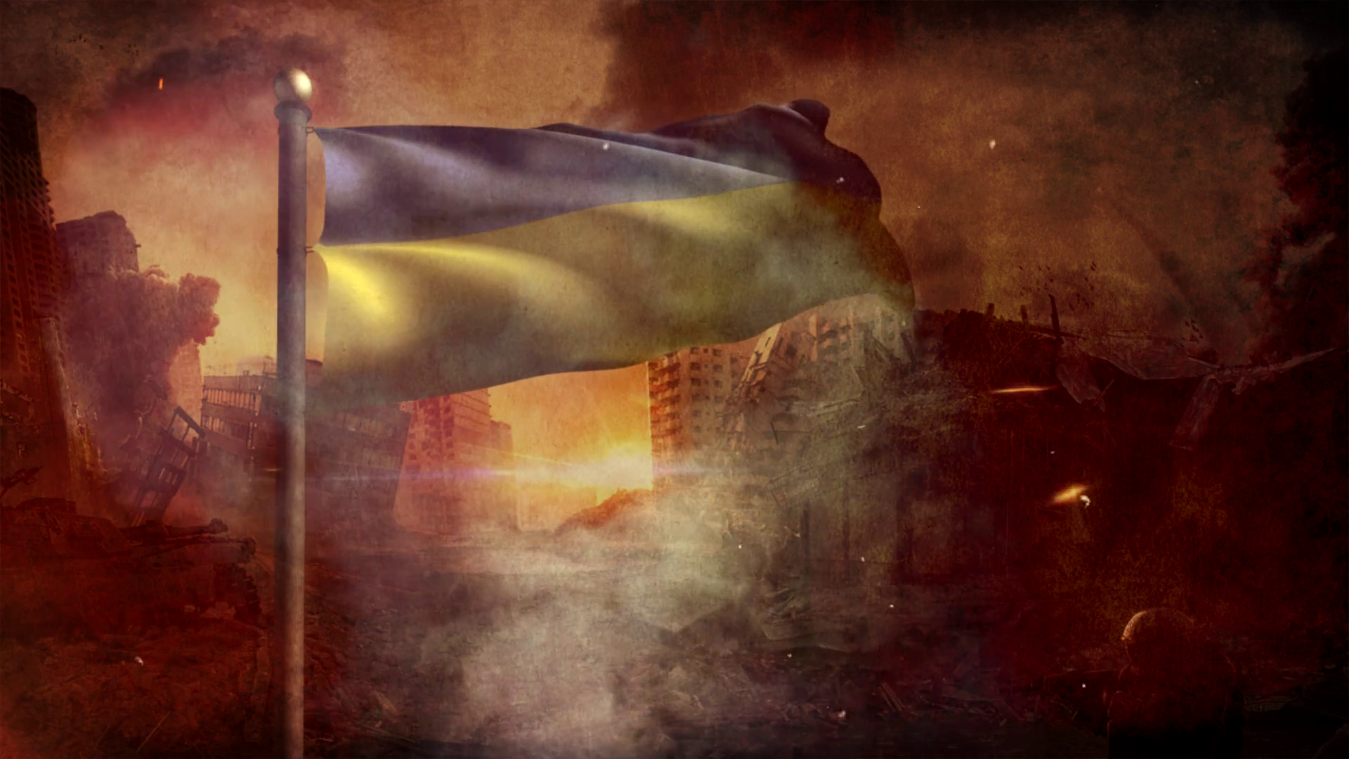 Ukraine Flag With Cinematic Apocalypse Scene Stock Motion Graphics SBV ...