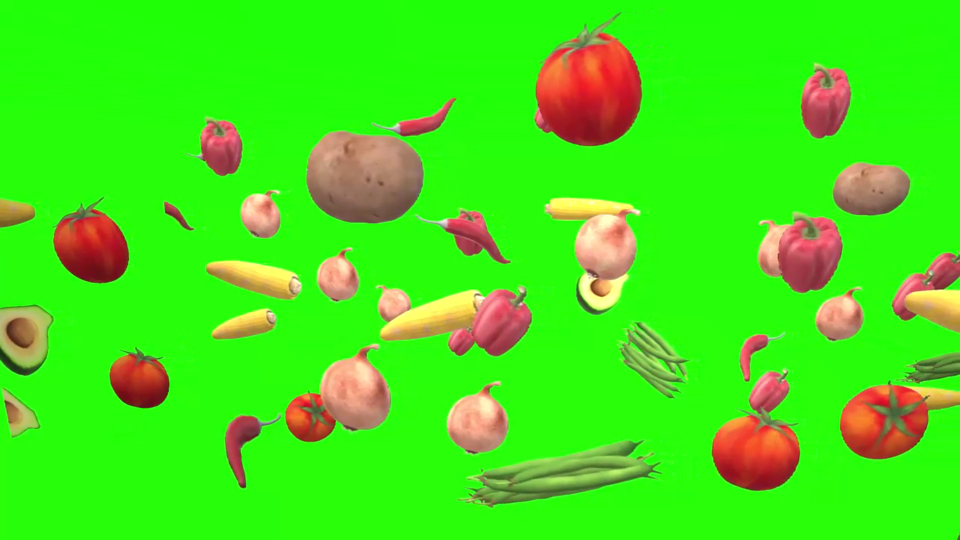 Vegetables Flying On Green Screen 6 Stock Motion Graphics SBV-347562202 ...