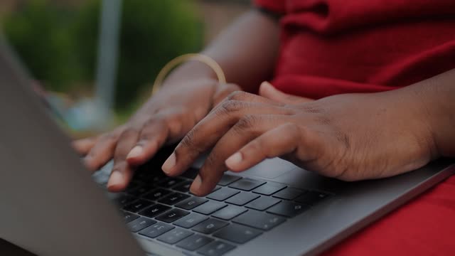 Black Woman Typing On Computer Stock Footage: Royalty-Free Video Clips ...
