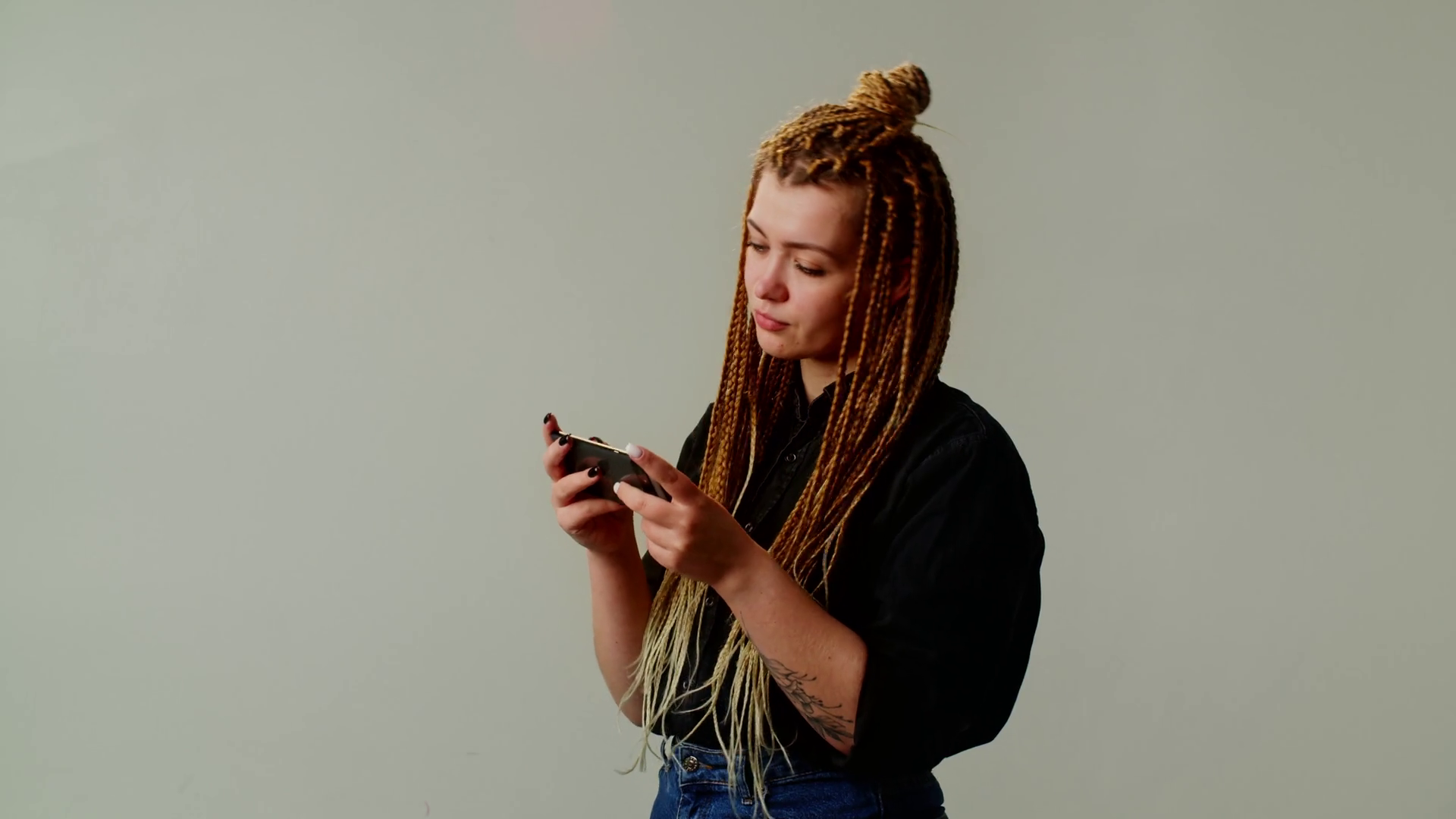 A Modern Young Girl Is Playing Mobile Game Stock Footage SBV-348760493 ...