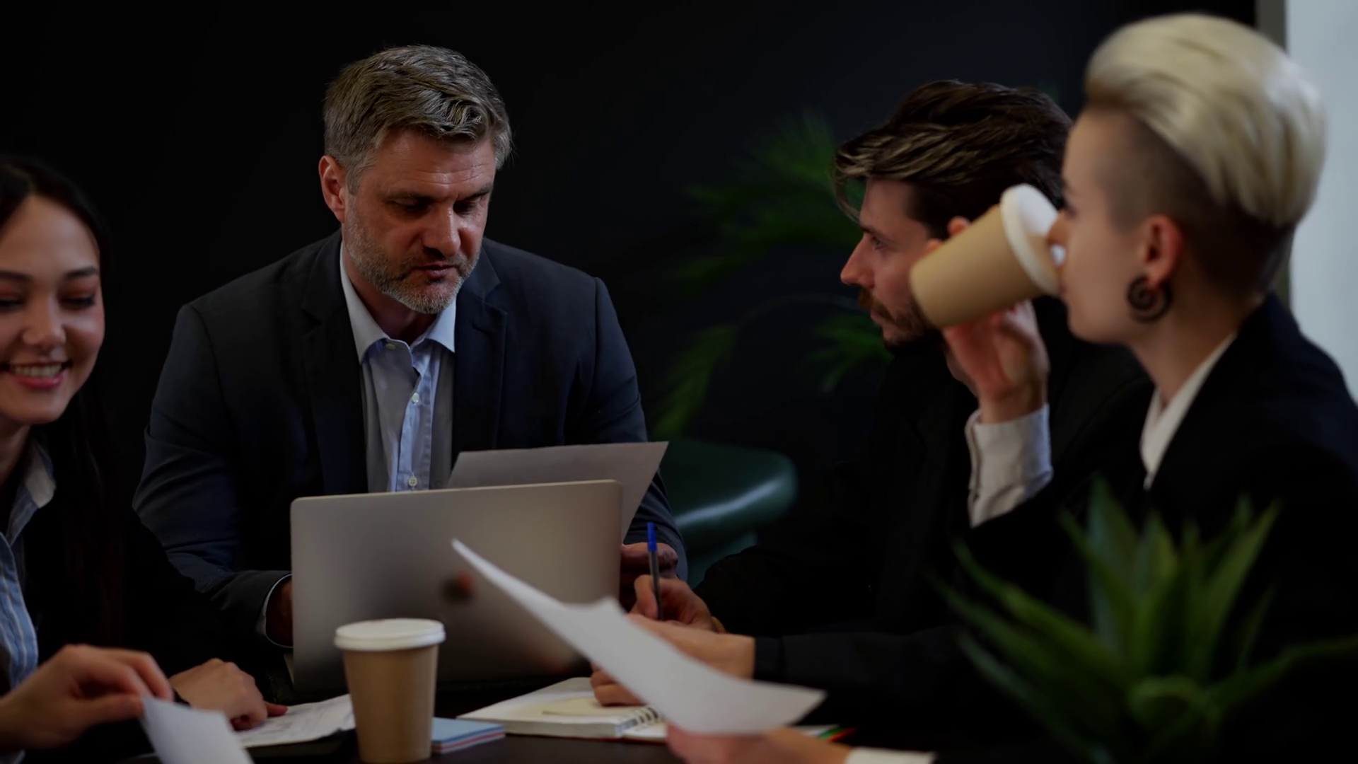 Five Colleagues Preparing Documents Spending Stock Footage SBV ...