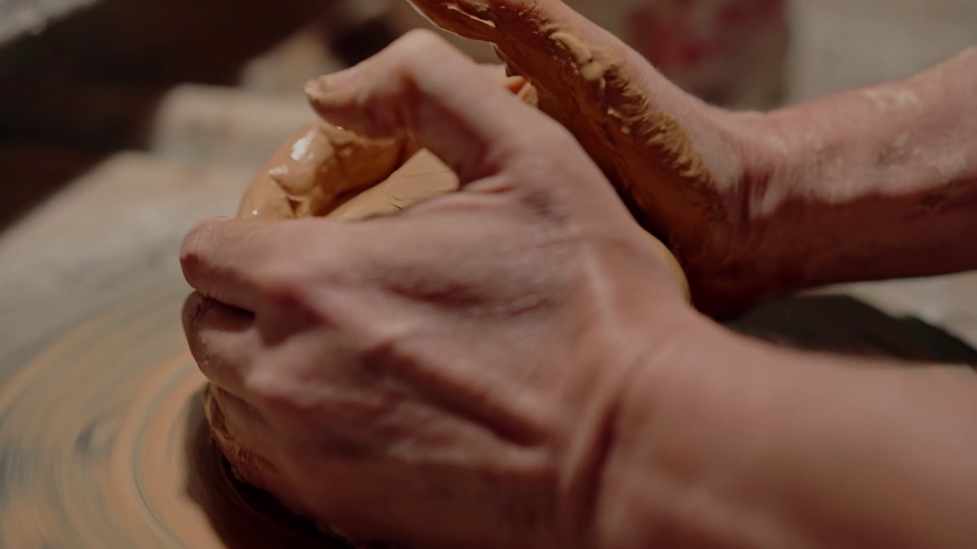 Potter Shaping Raw Clay On Rotating Wheel Stock Footage SBV-348718735 ...