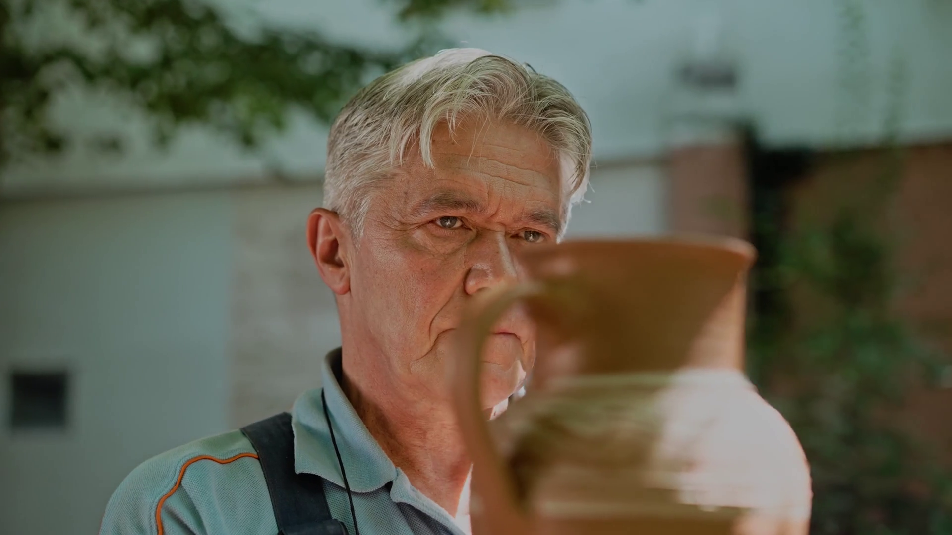 Old Man Master Of Pottery Holds Hands New Stock Footage SBV-348805371 ...