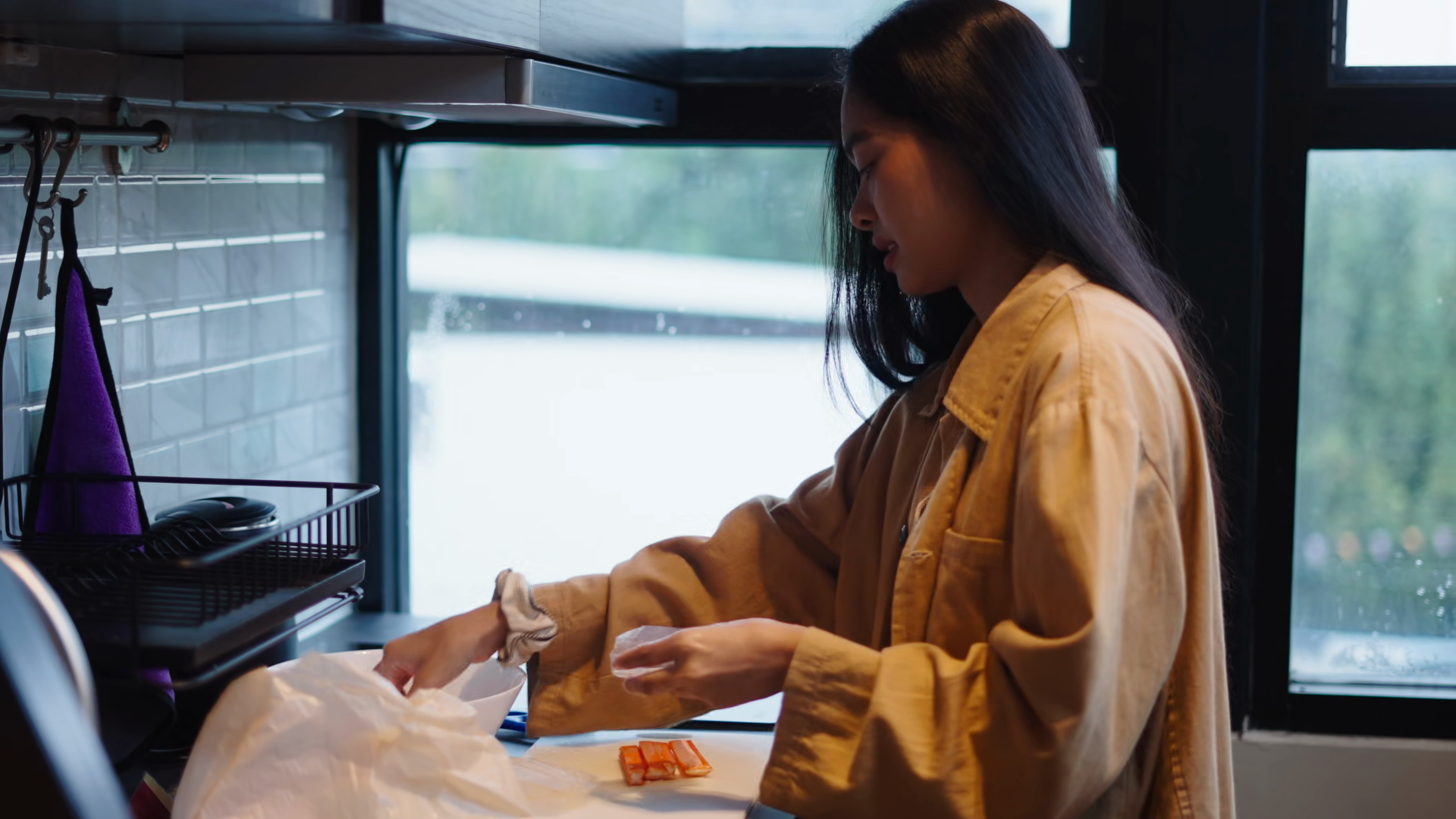 Young Woman Preparing Surimi Sticks To Make Stock Footage SBV-353602844 ...