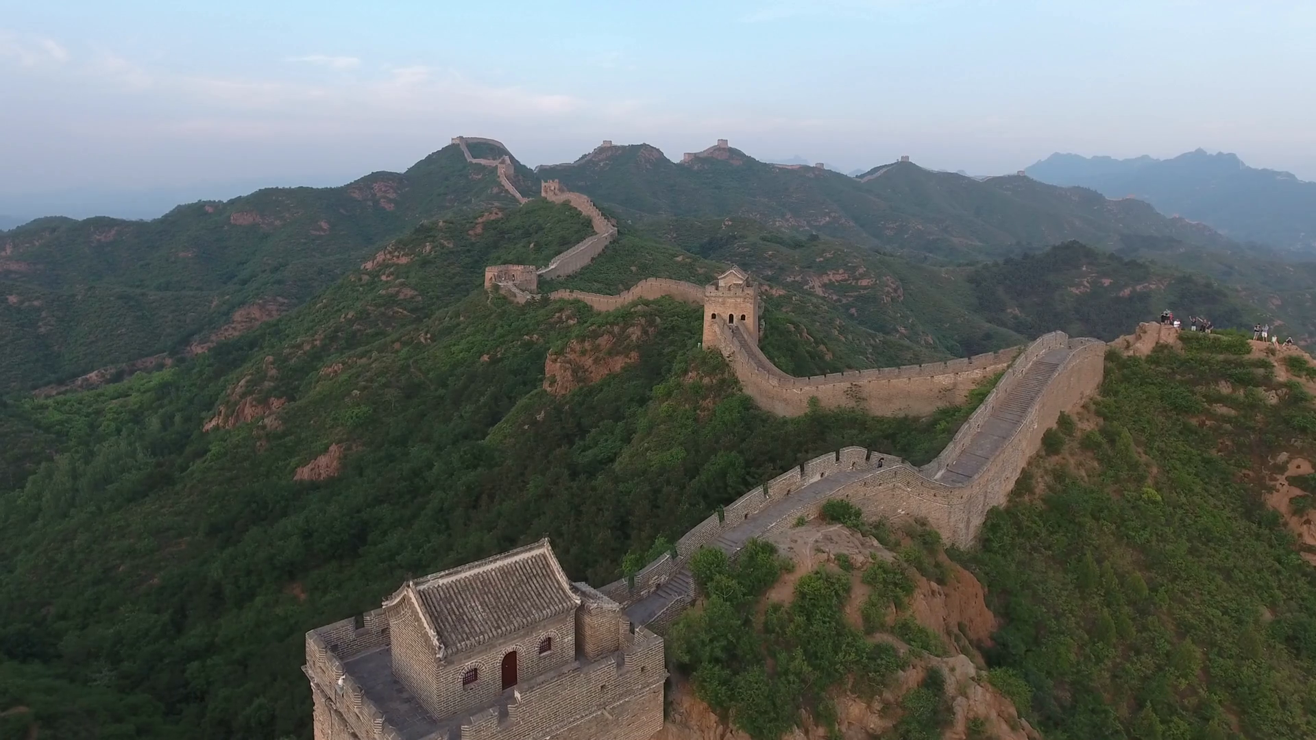Flying Over Large Tower On Great Wall Of Stock Footage SBV-311947474 ...
