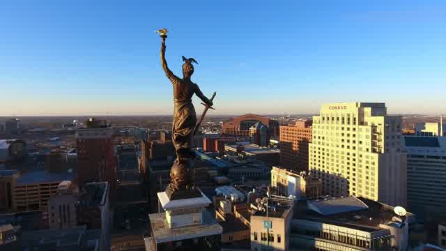Drone Aerial 4k Day Skyline City Skyscraper Downtown Indiana ...