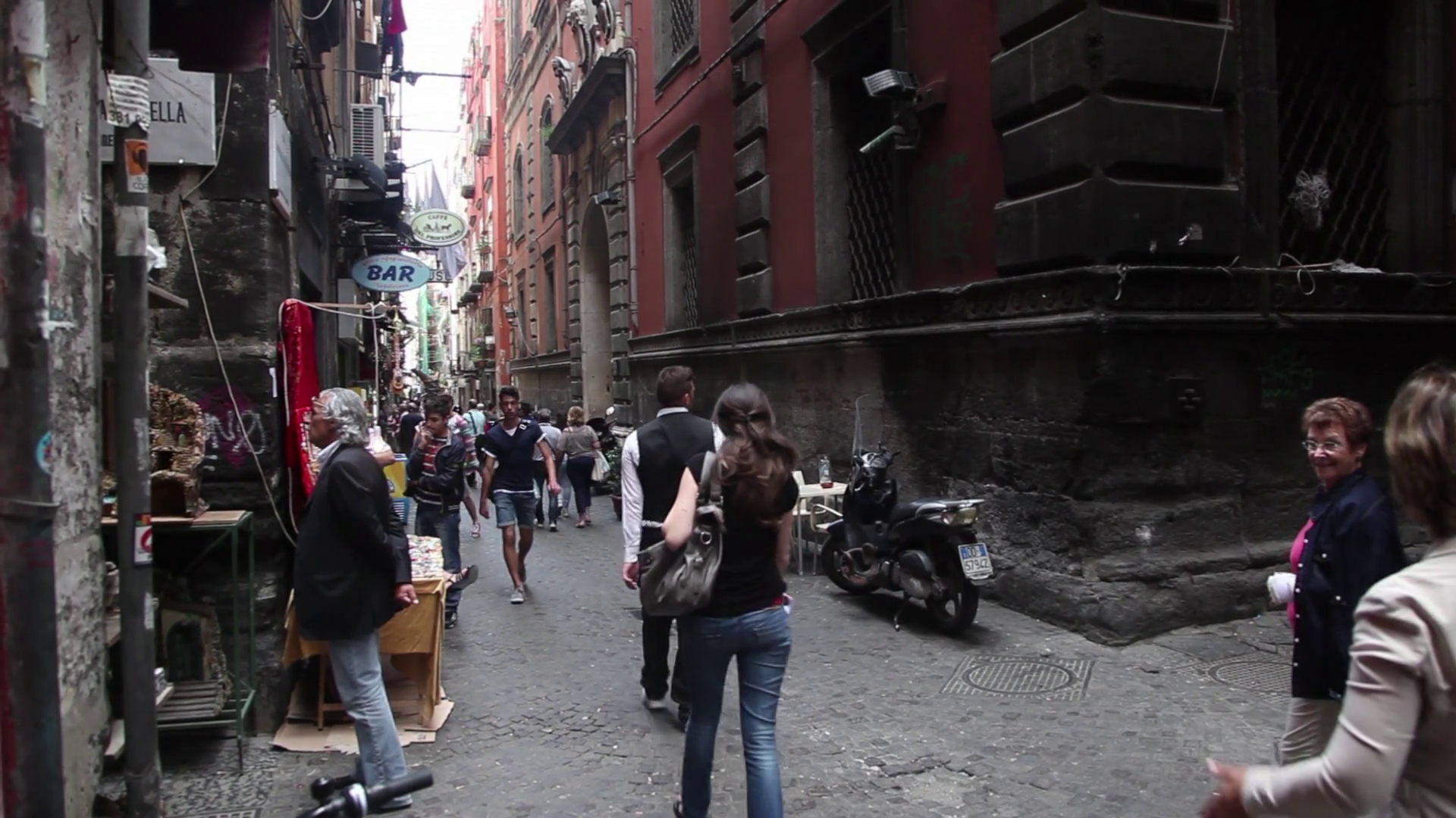 Italy, Italia, Naples, Napoli travel, people and city. View of street ...