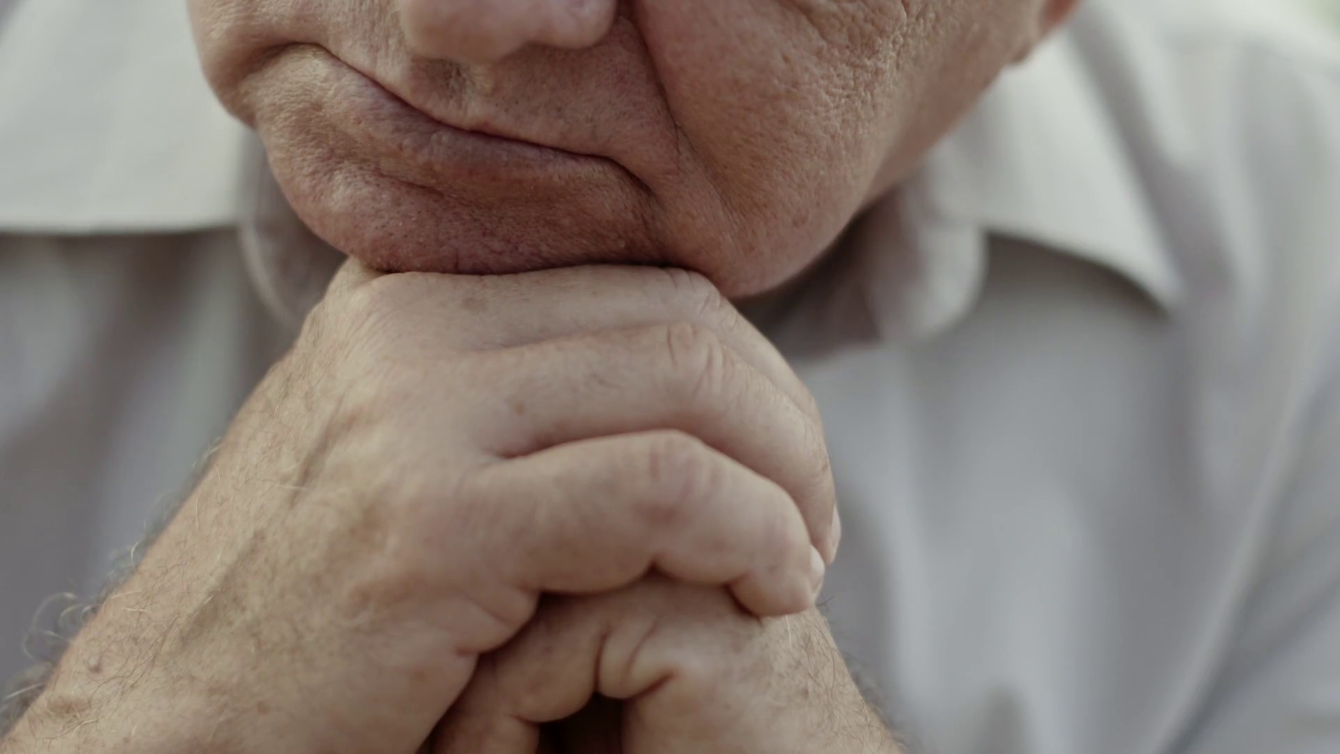 Seniors Portrait Contemplative Old Caucasian Man Staring At Camera