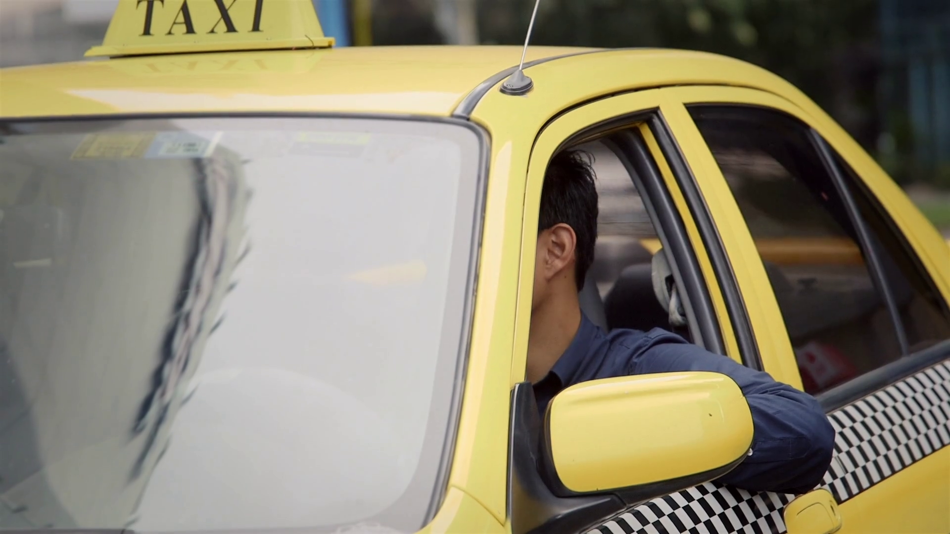 Taxi Driver Driving Car Happy Man Smiling On Stock Footage SBV ...
