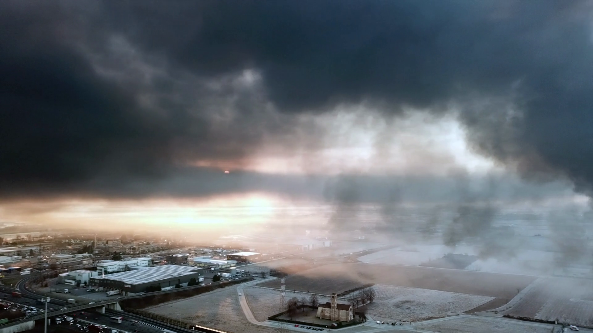 3 Drone View Of Fire Arson In Factory In Stock Footage SBV-348783044 ...