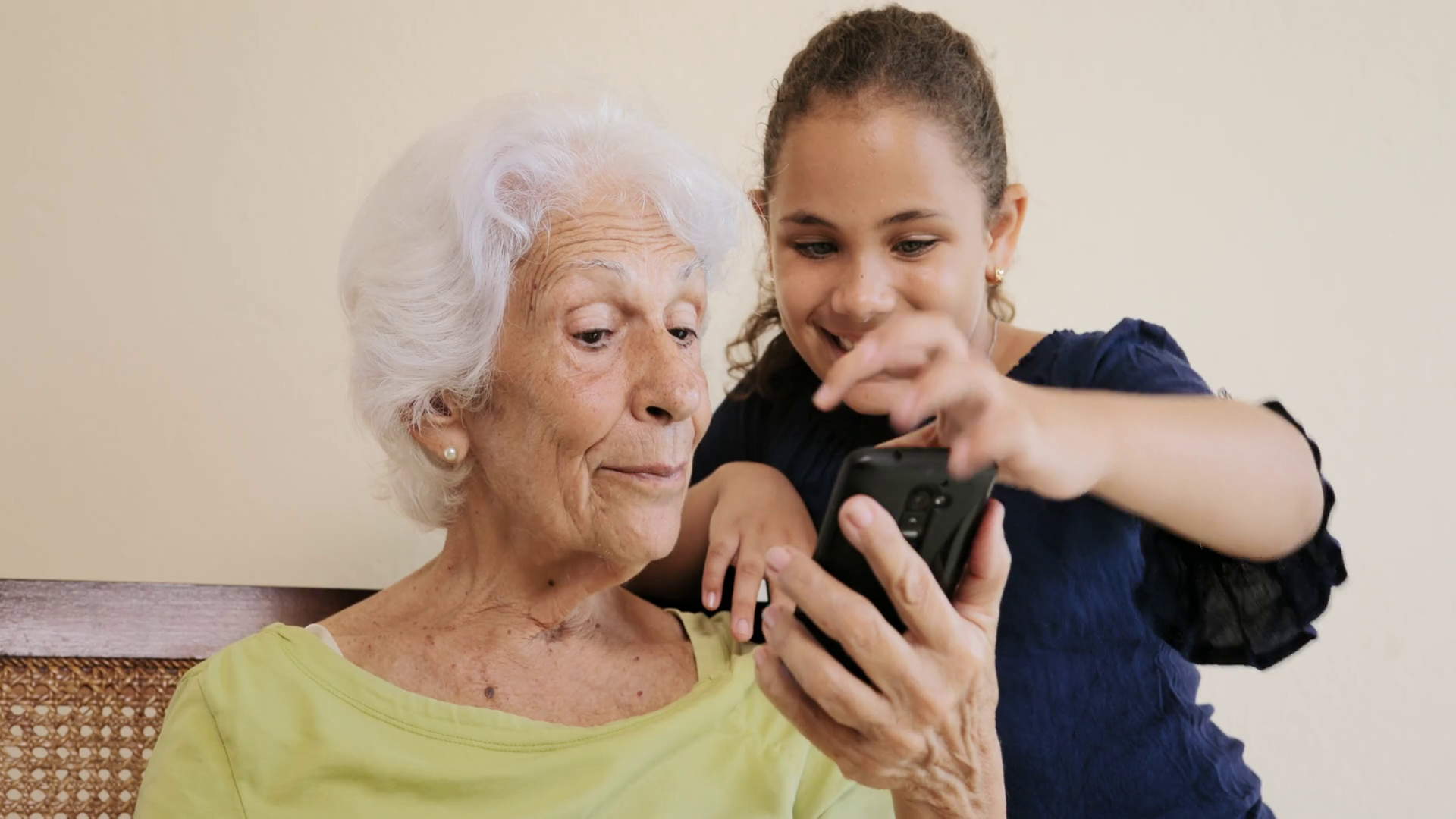 Granddaughter Teaching Grandma To Use Mobile Stock Footage SBV ...