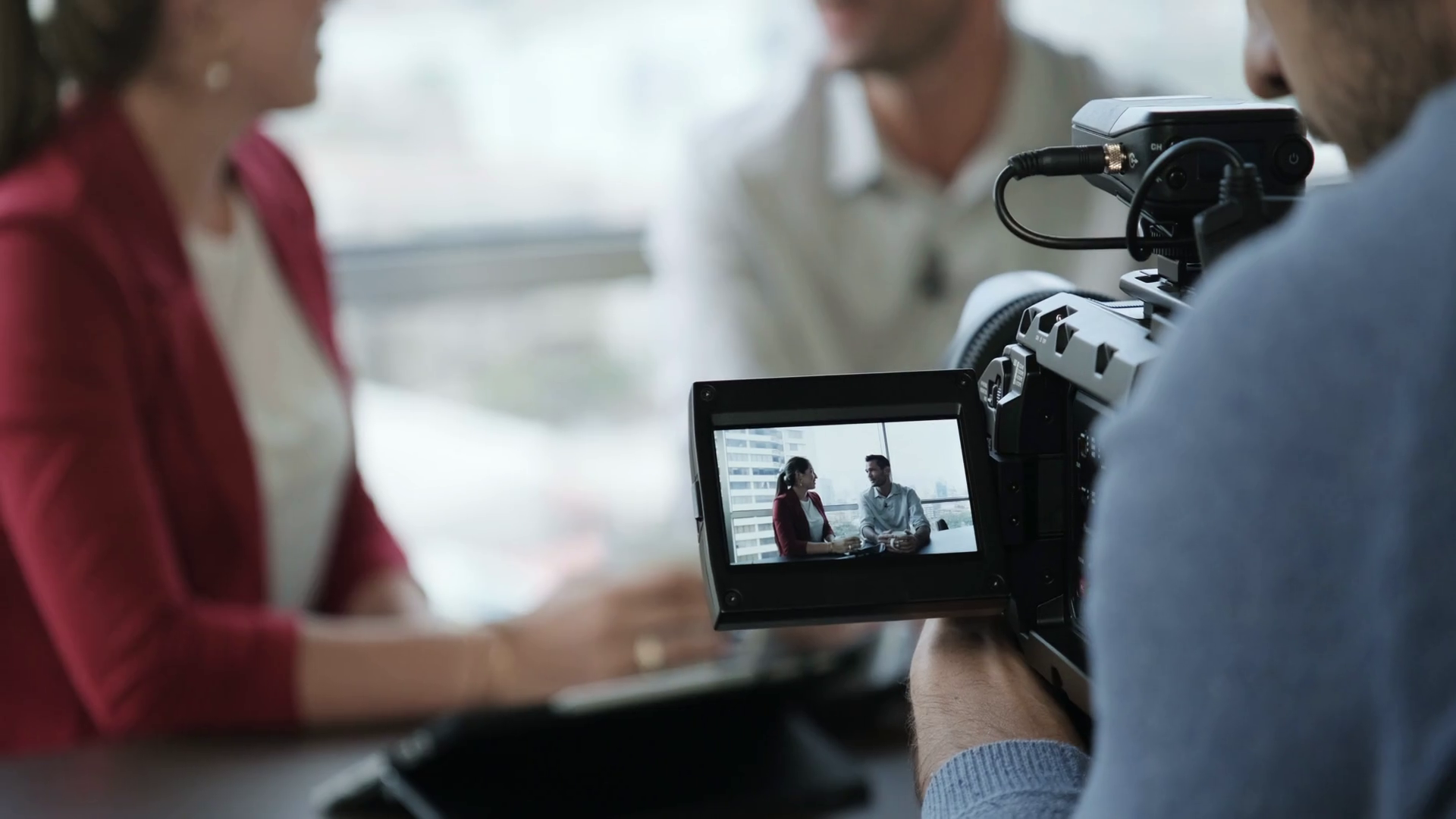 Businessman Interviewed Female Journalist: Stock Footage SBV-332167697 ...