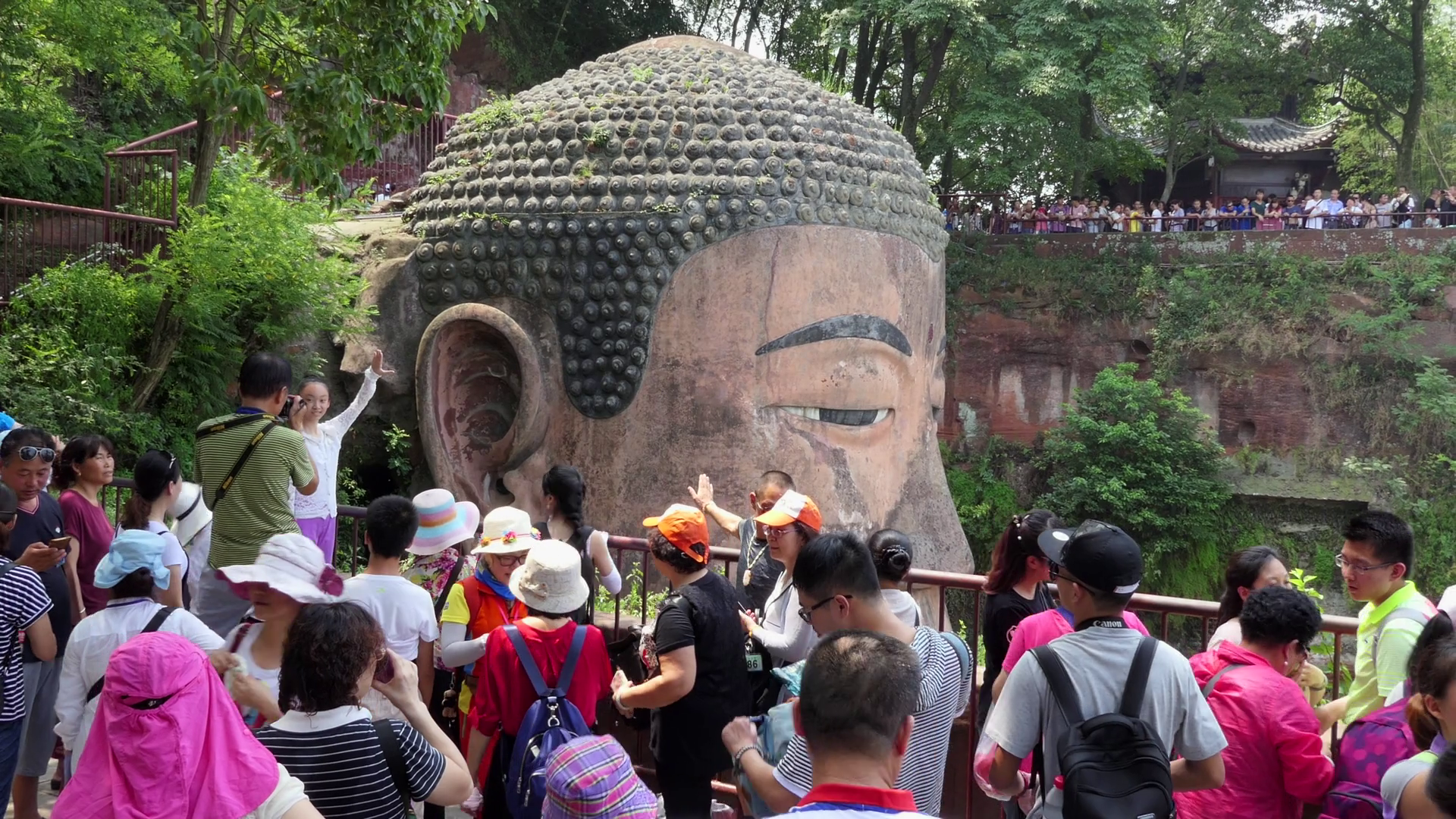 The Leshan Giant Buddha Carved Out Of Cliff Stock Footage SBV-318159299 ...