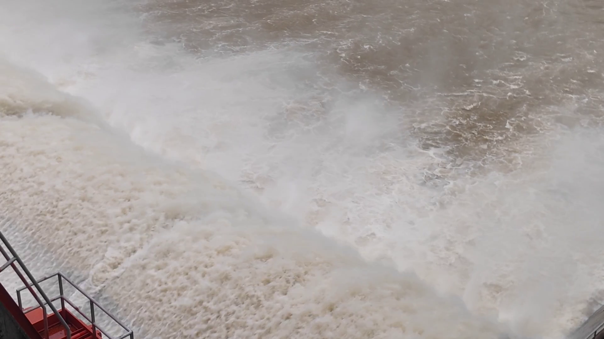 Large Dam Releasing Strong Water Flow During Stock Footage SBV ...