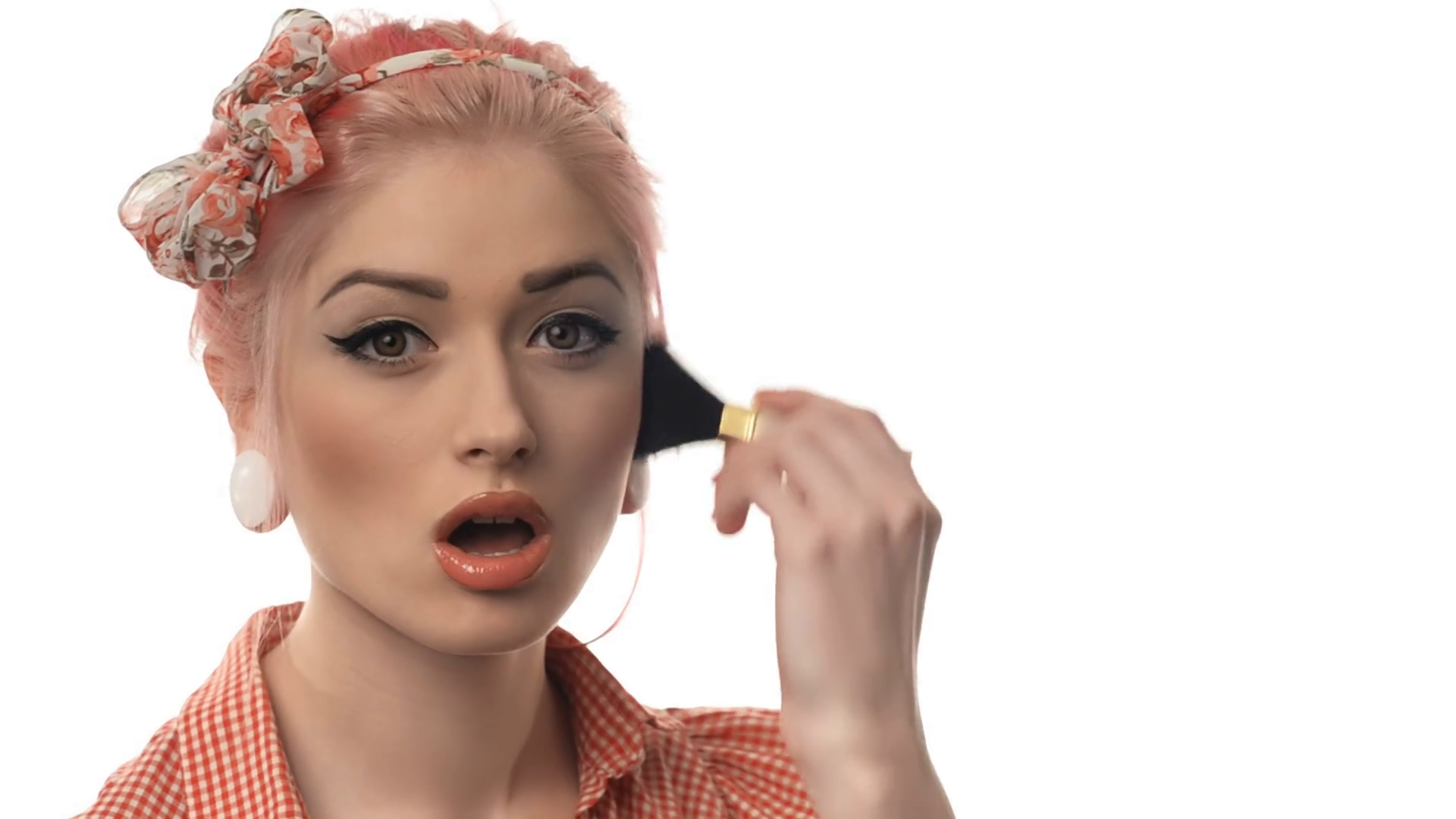 Portrait of pin-up girl face powders Stock Video Footage 00:11 SBV ...
