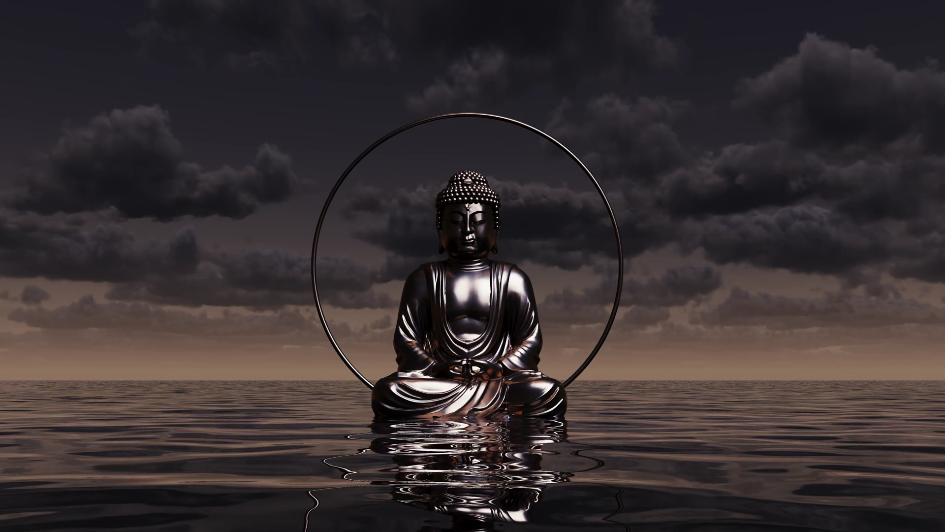 Meditating Buddha Over Endless Ocean Of Stock Motion Graphics SBV ...