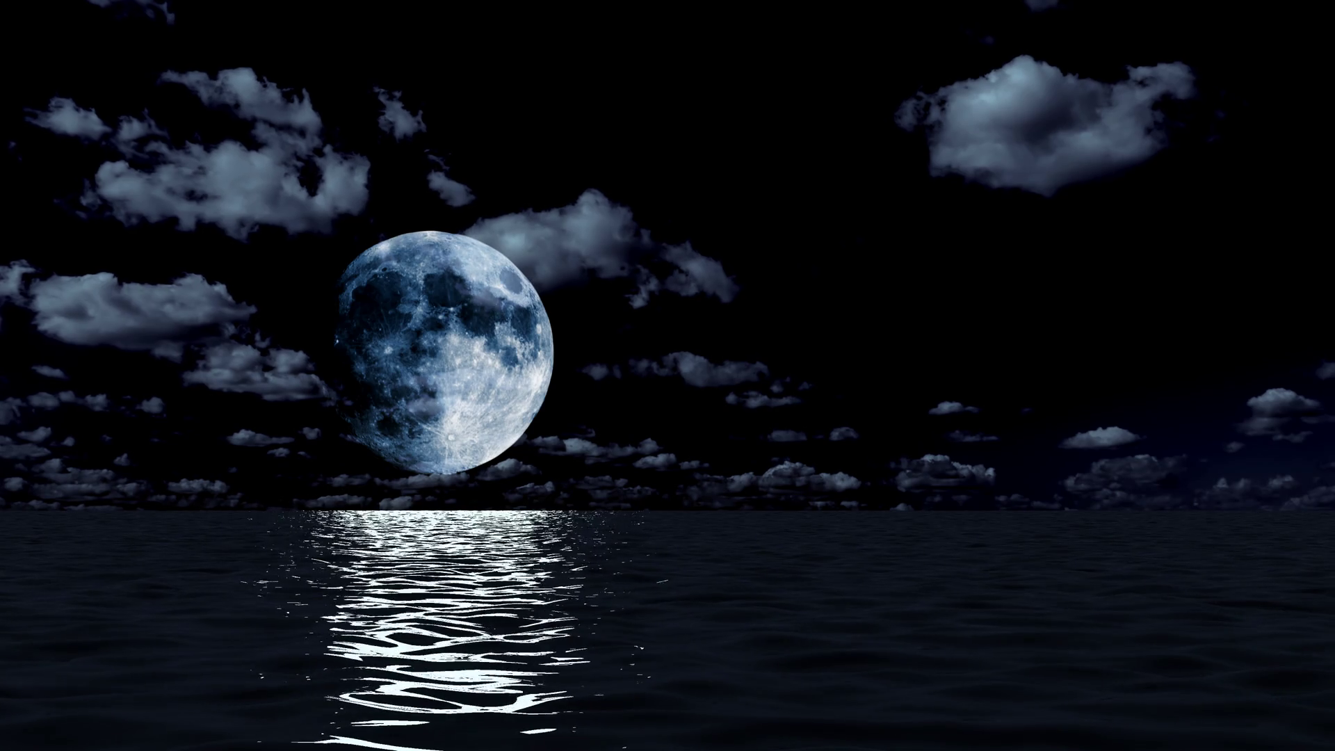 Full Moon Shines Over Night Sea Clouds Stock Motion Graphics SBV ...