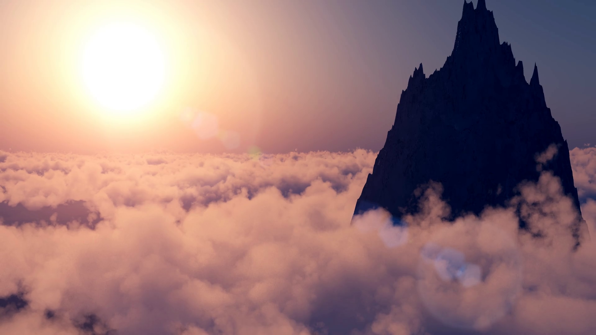 Perspective above the clouds mountain and sunset Motion Background 00: ...