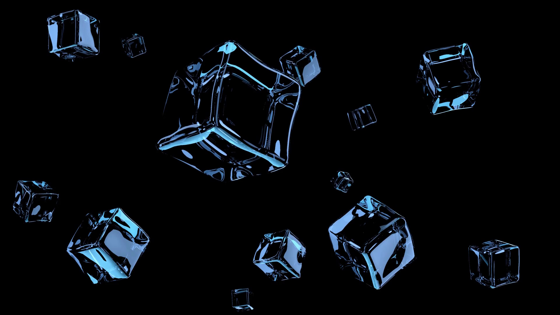 The movement of an array of pieces of ice in space. 3D rendering ...