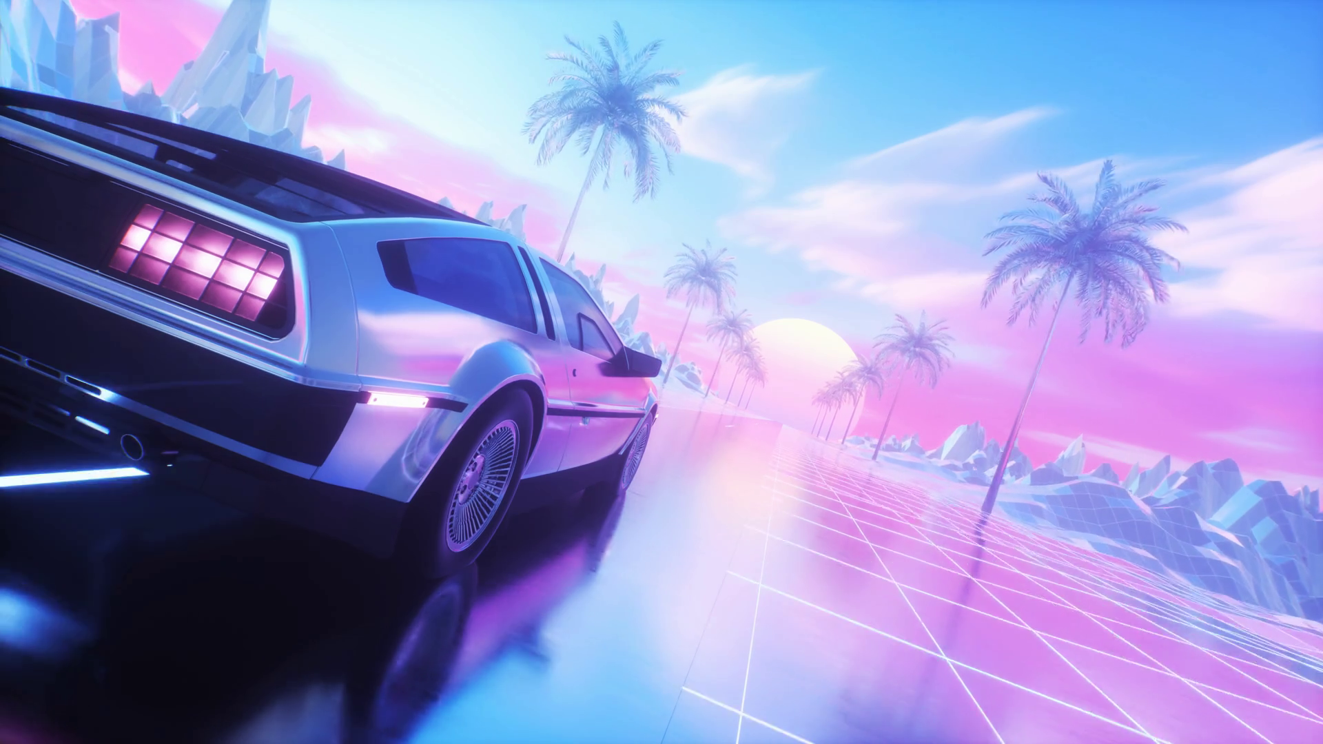 Colorful Synthwave Backdrop Of Riding Car Stock Motion Graphics SBV ...