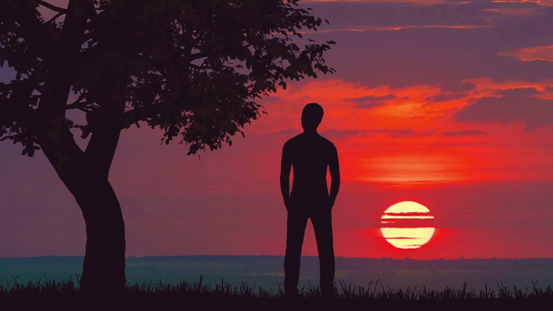 2 In 1 Video! Man Stand Near Tree Against Stock Footage SBV-310719157 ...