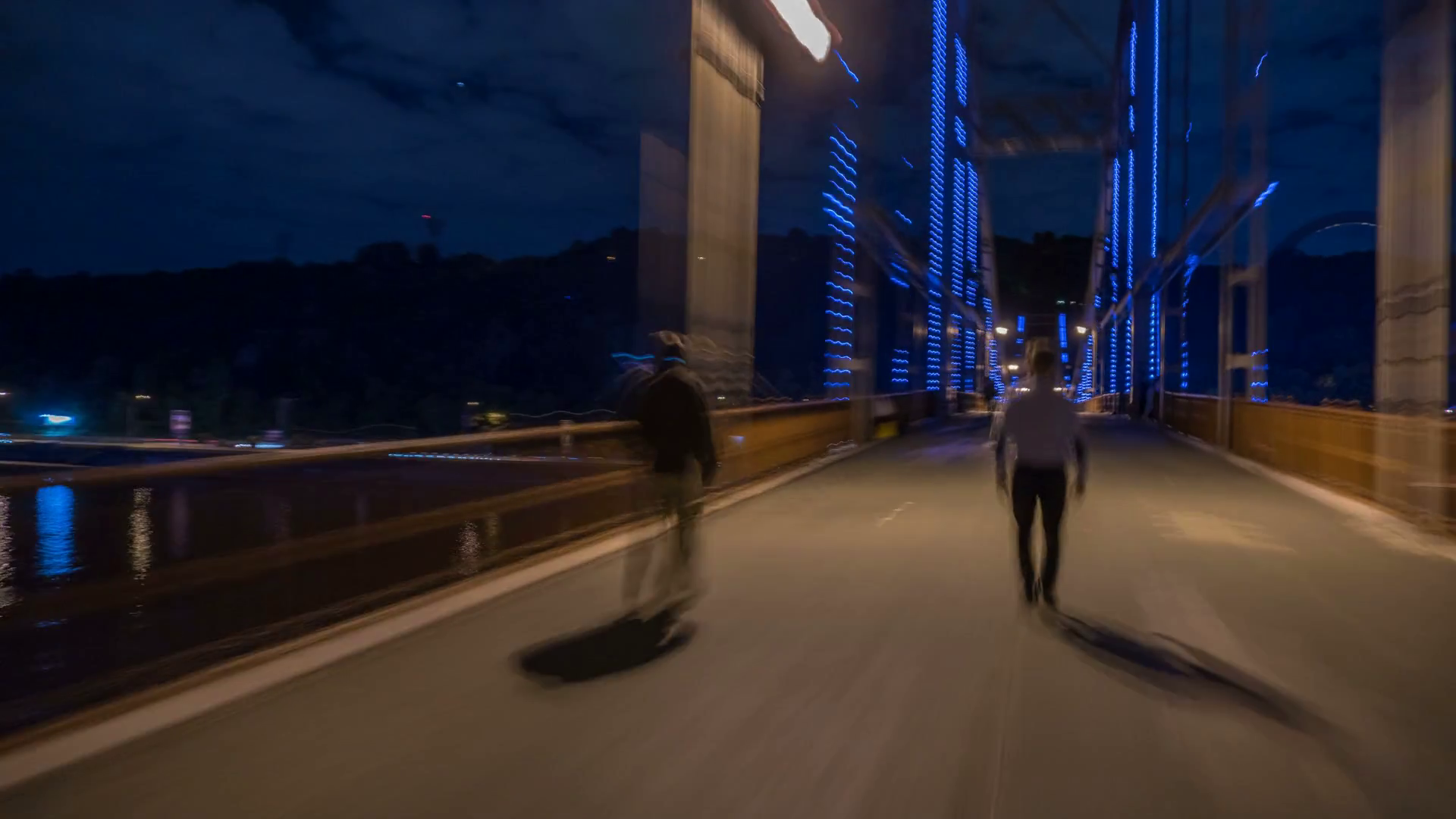 The Man Walk Along City Bridge Time Lapse Stock Footage SBV-310706896 ...