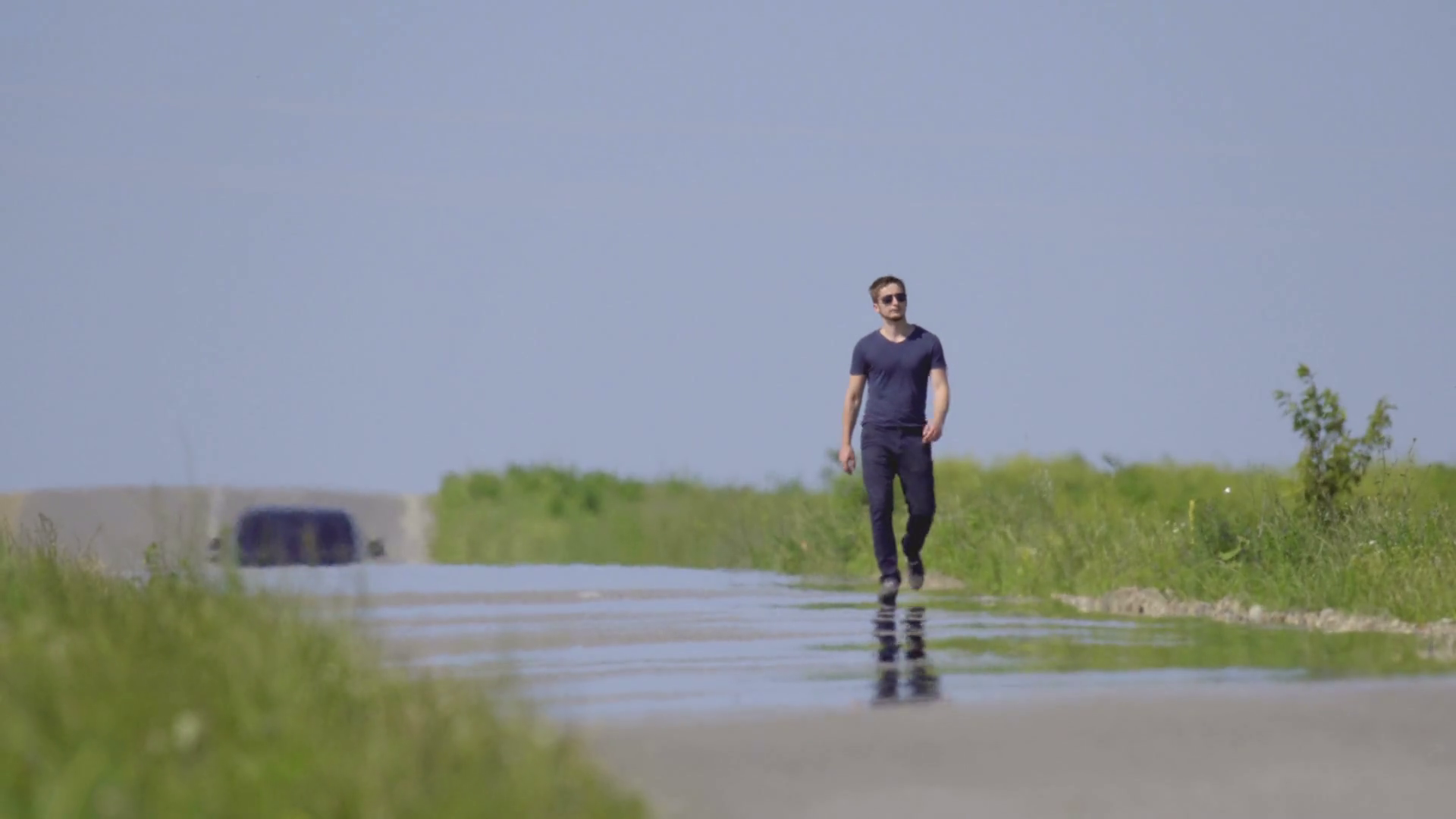 The Man Walk At Highway Super Telephoto Lens Stock Footage SBV ...