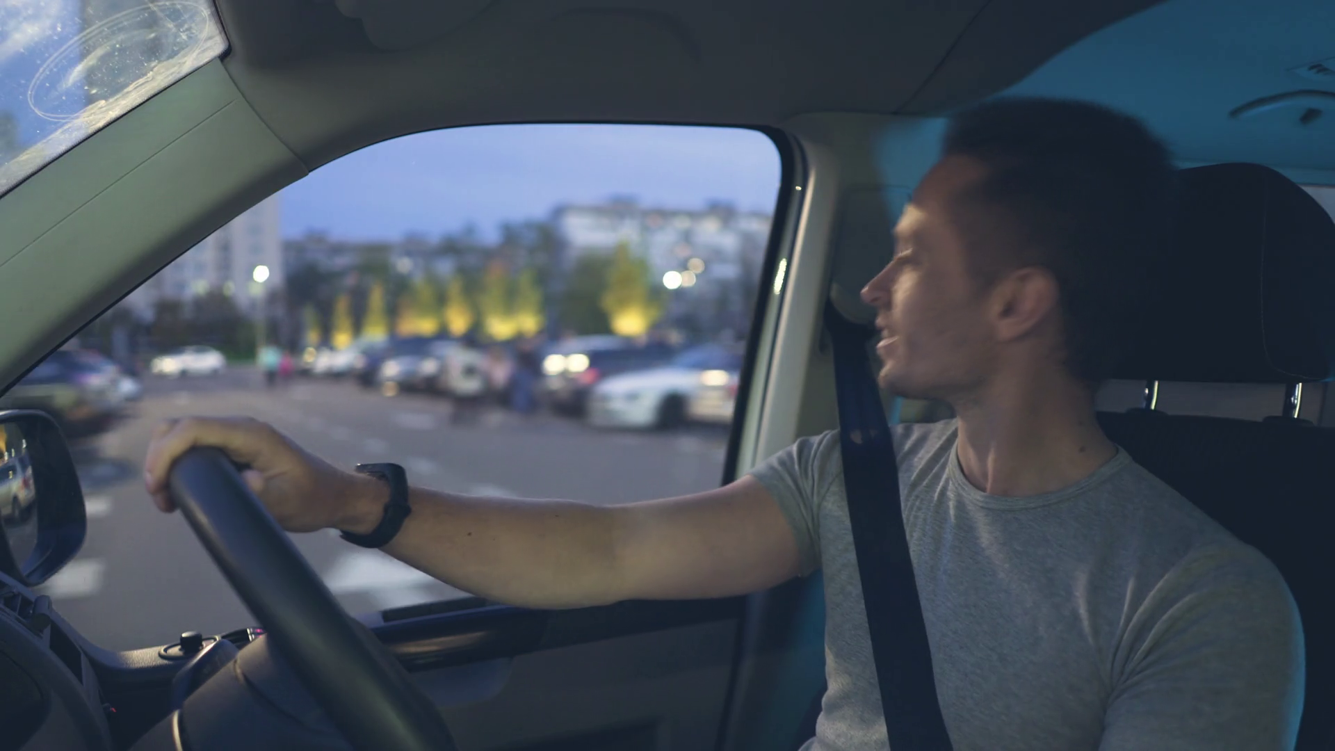 Man Drive Car Pov Inside Car Evening Time Stock Footage SBV-338835641 ...